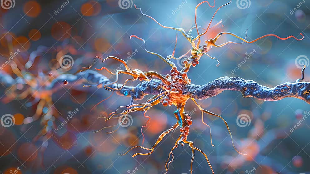Detailed 3d Rendering of a Neuron with Multiple Dendrites Stock ...
