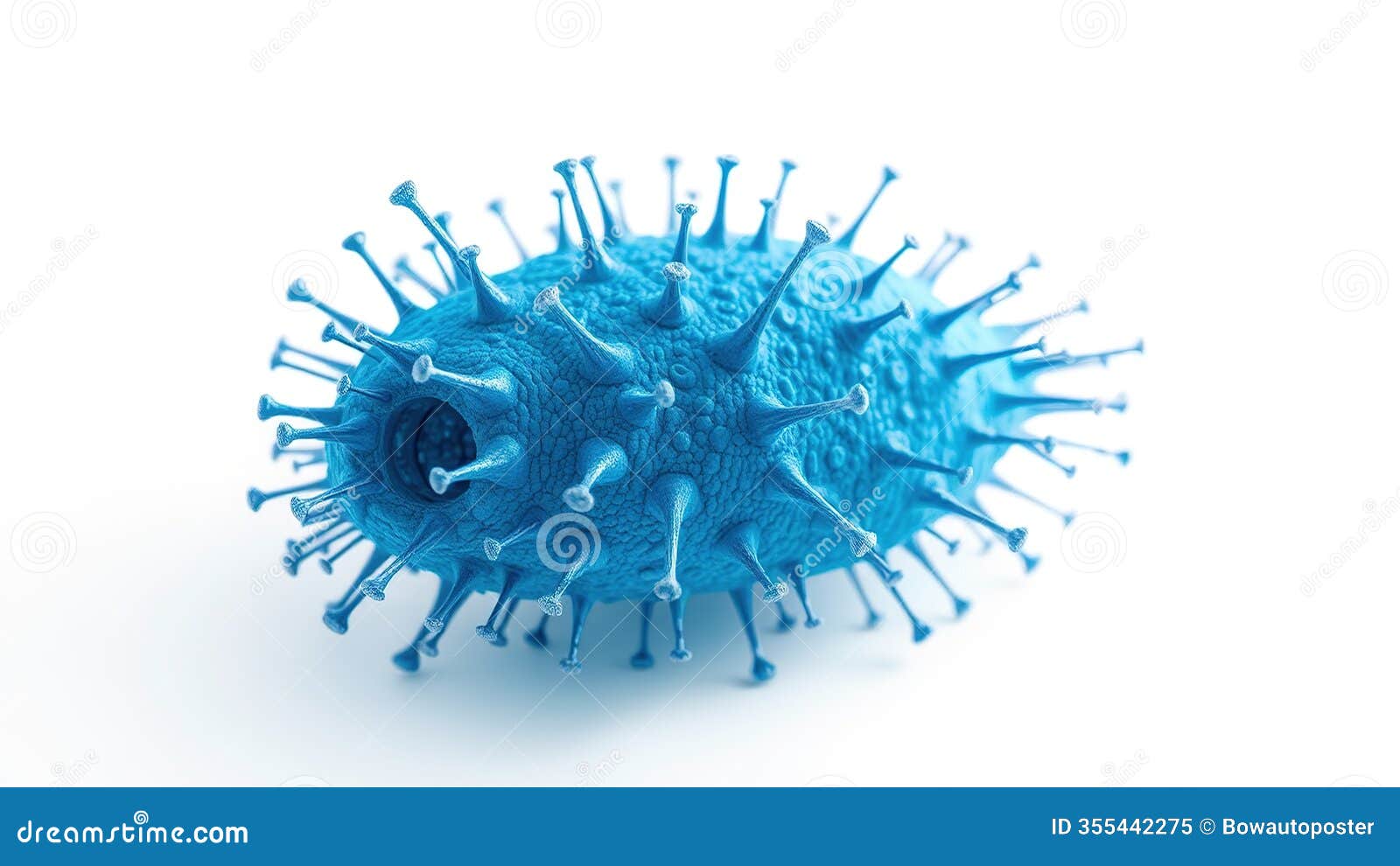 Detailed 3D Rendering of a Spiky Blue Bacterium a Scientific ...