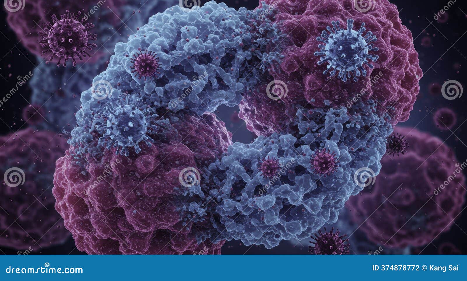 Viruses Attacking Cells Or Bacterias Under Microscope Royalty-Free ...