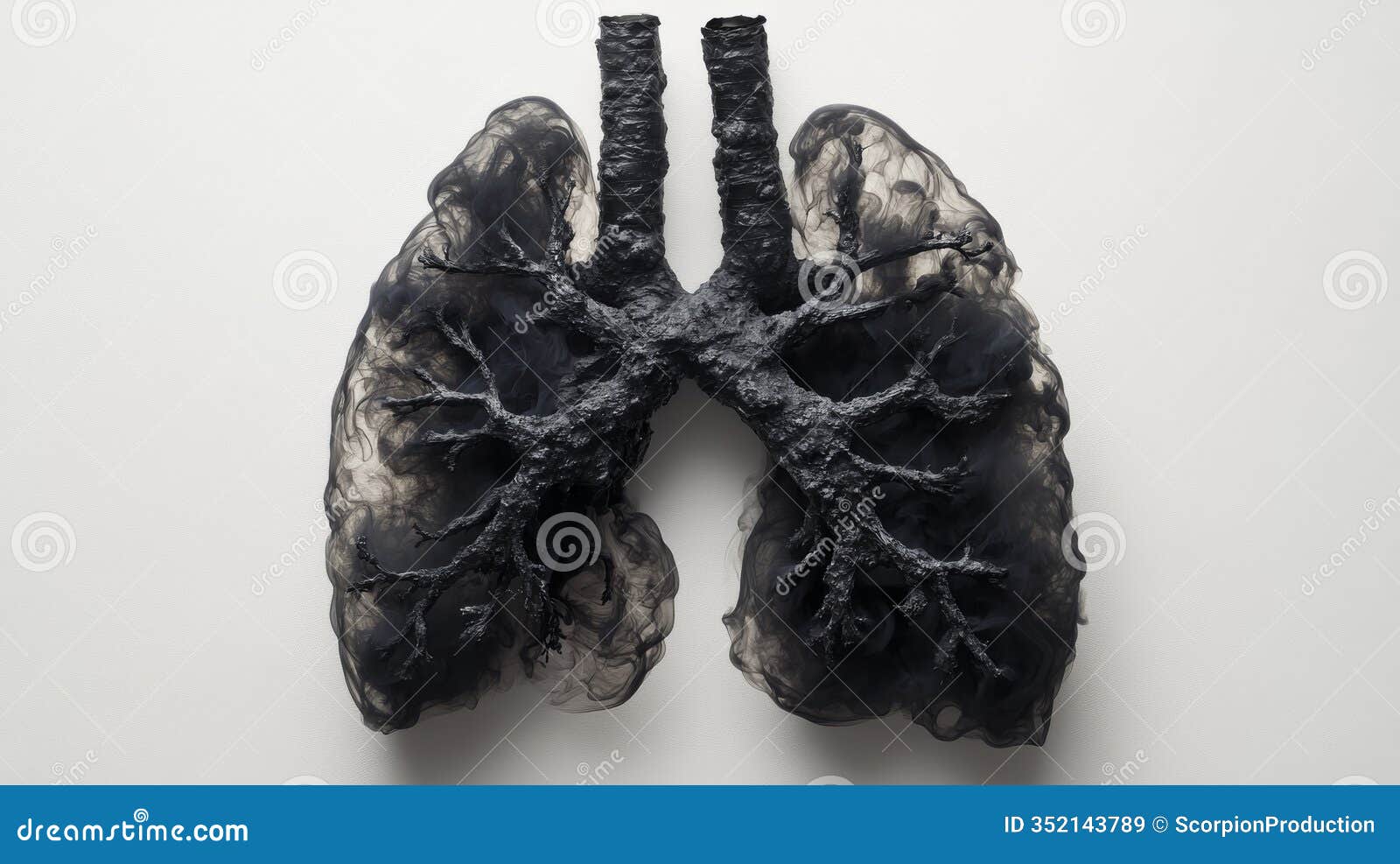 Anatomical Rendering of Blackened Lungs with Translucent Texture Stock ...