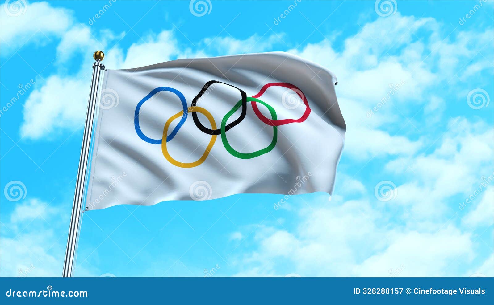 Olympic Games Flag Waving in the Wind Stock Illustration - Illustration ...