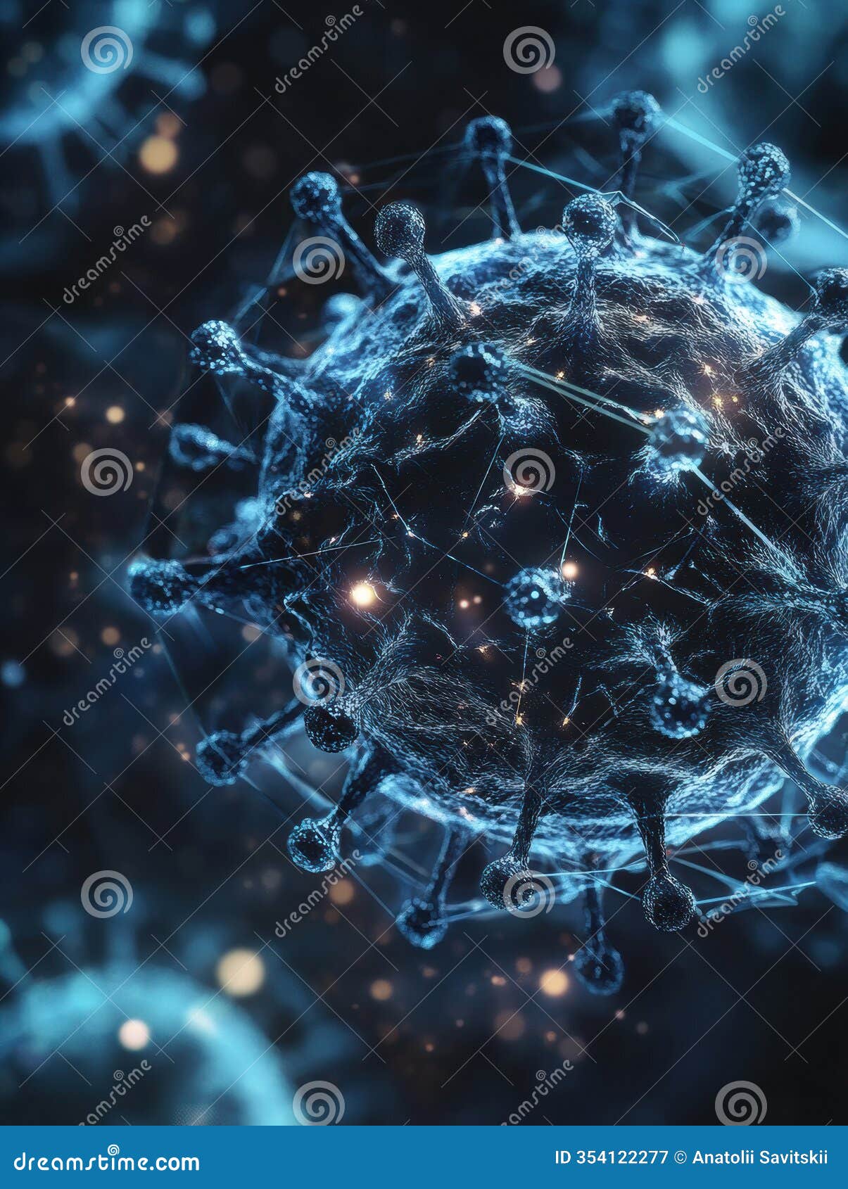 Detailed 3D Visualization of a Virus Structure Highlighting Capsid ...