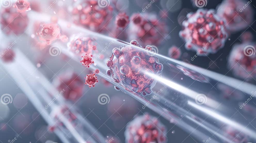 Detailed 3D Visualization of a Virus Under Microscope Representing ...