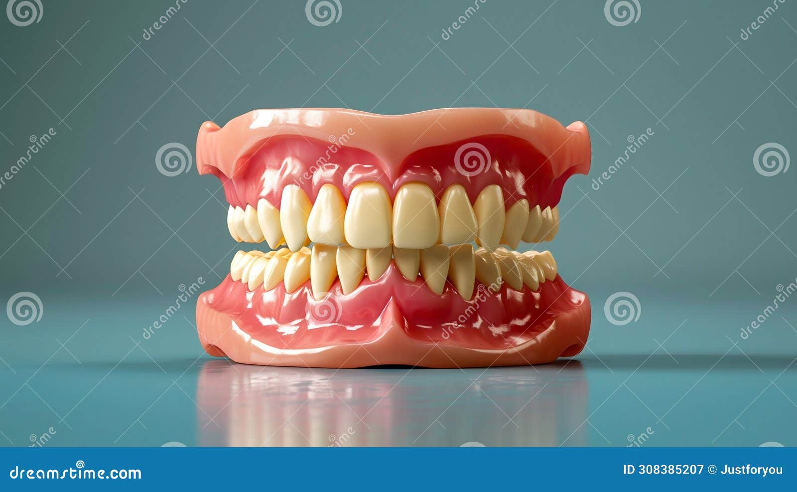 Detailed Denture Model on Reflective Surface. Generative Ai Stock ...