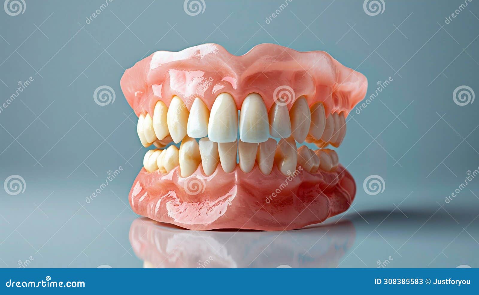 Detailed Denture Model on Reflective Surface. Generative Ai Stock ...