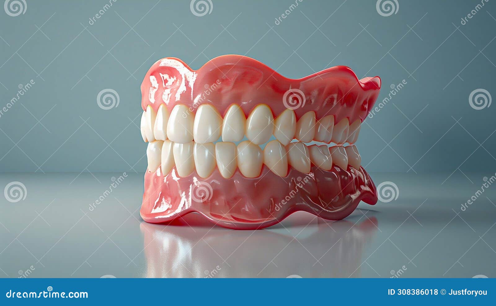 Detailed Denture Model on Reflective Surface. Generative Ai Stock ...