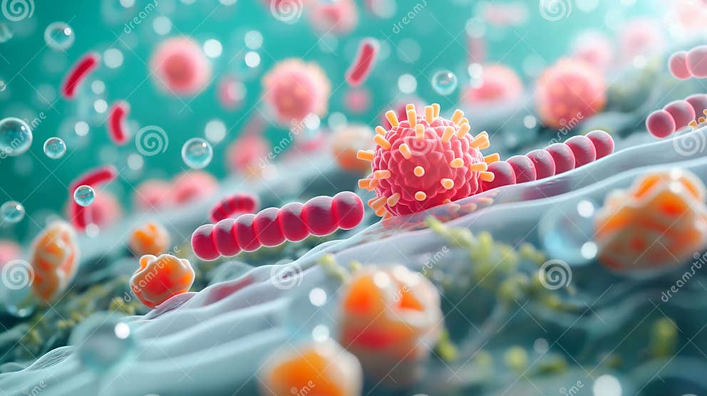 Detailed Depiction of Microscopic Bacteria, Showcasing Their Vibrant ...