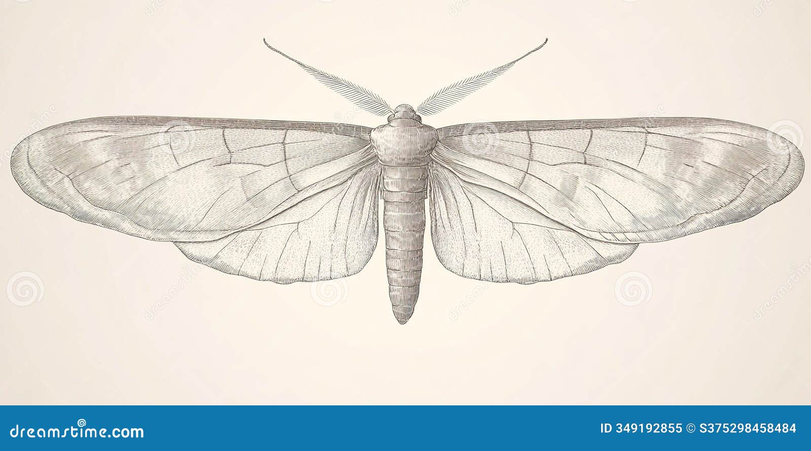 Detailed Depiction of a Moth with Intricate Wing Patterns on a Light ...