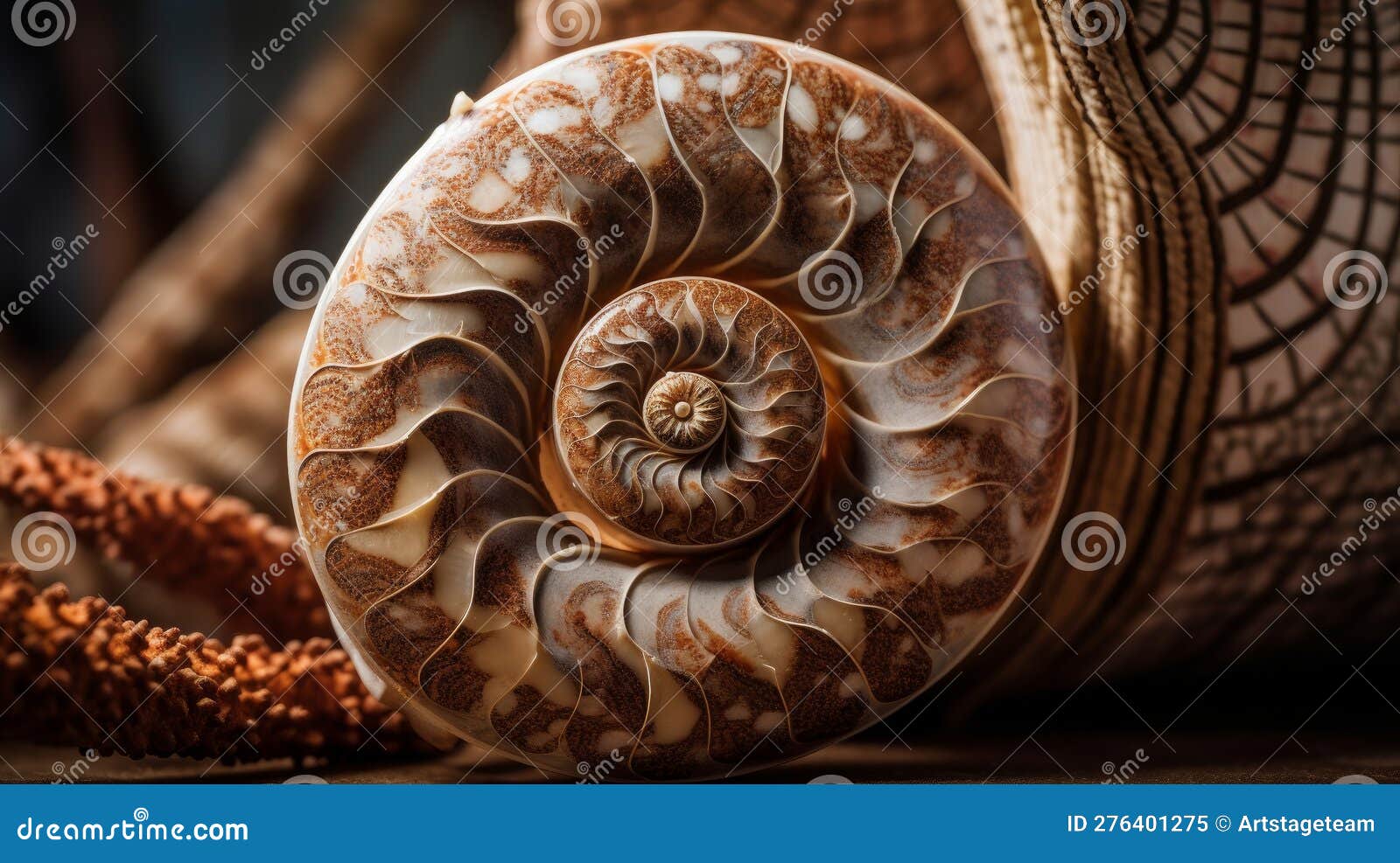A Detailed Depiction of a Seashells Spiral Pattern. AI Generated Stock ...