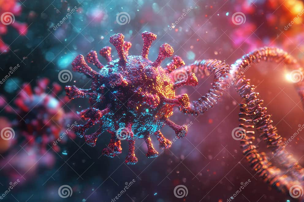 Detailed Depiction of a Virus Structure Under Microscopic Visualization ...
