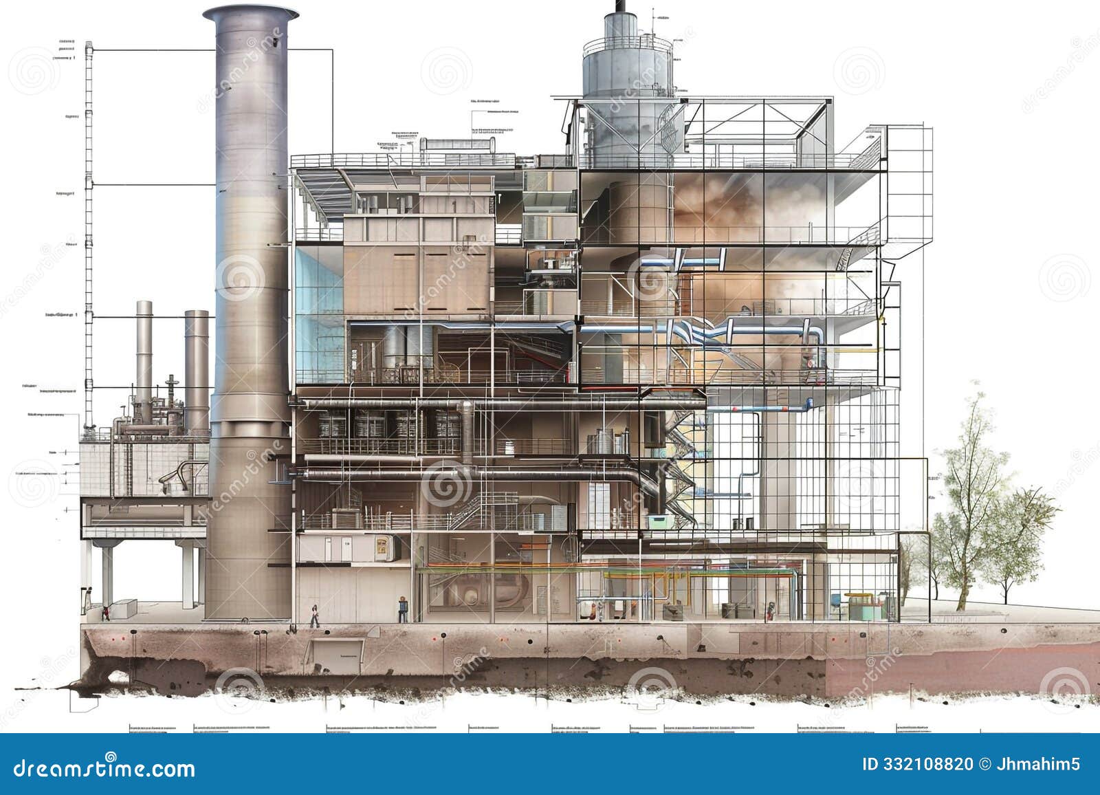 A Detailed Diagram of a Power Stations Internal Workings Stock ...