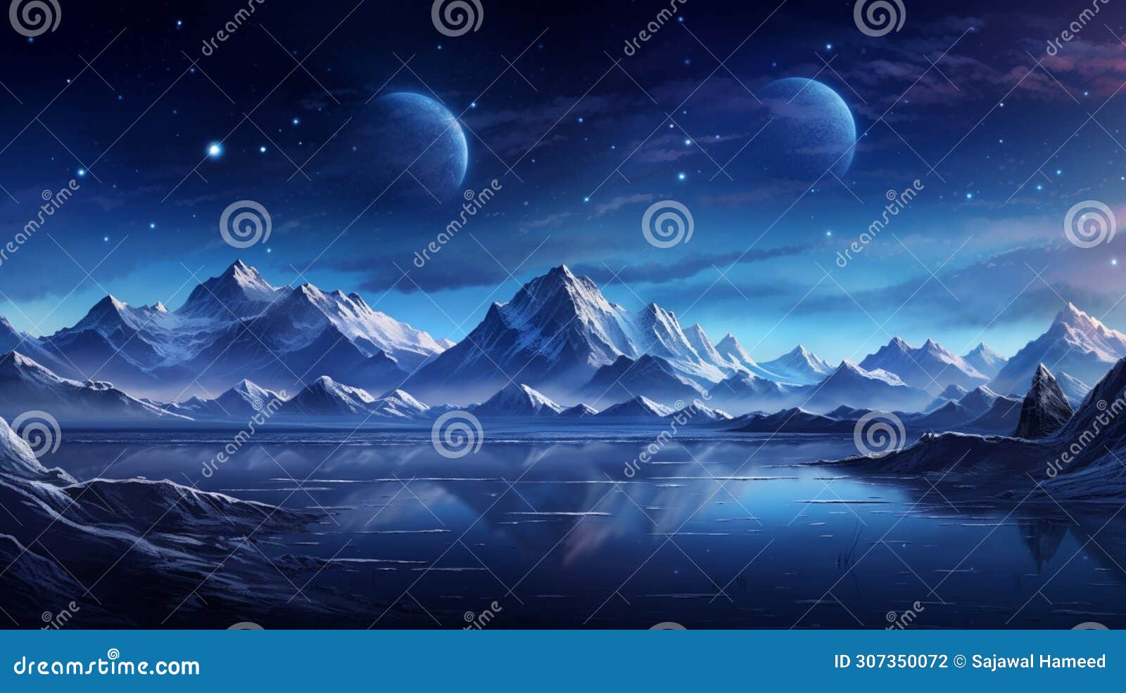 A Detailed Digital Rendering of a Snowy Mountain Range Under a Clear ...