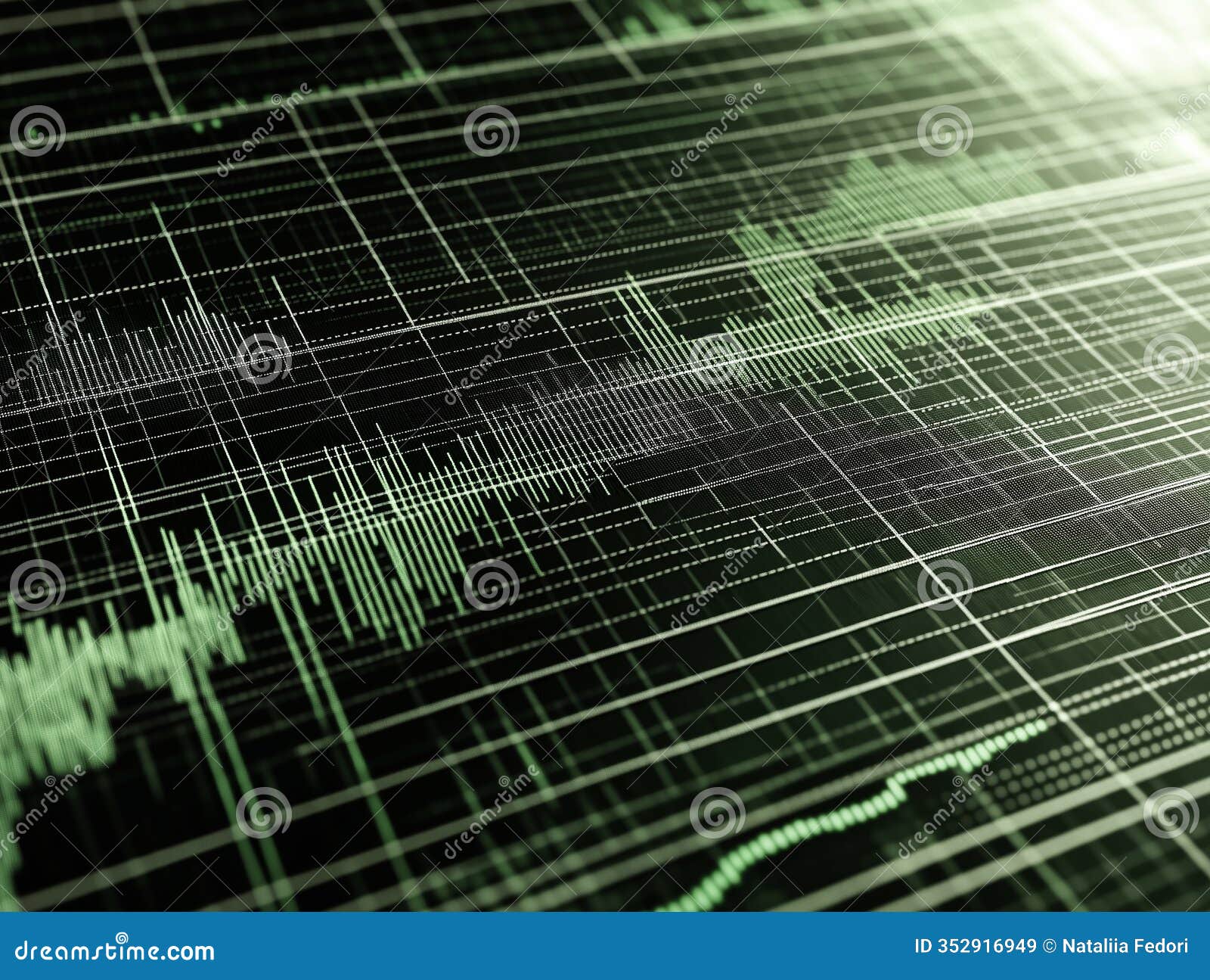 A Detailed Digital Visualization Of Green Frequency Waves And Data ...