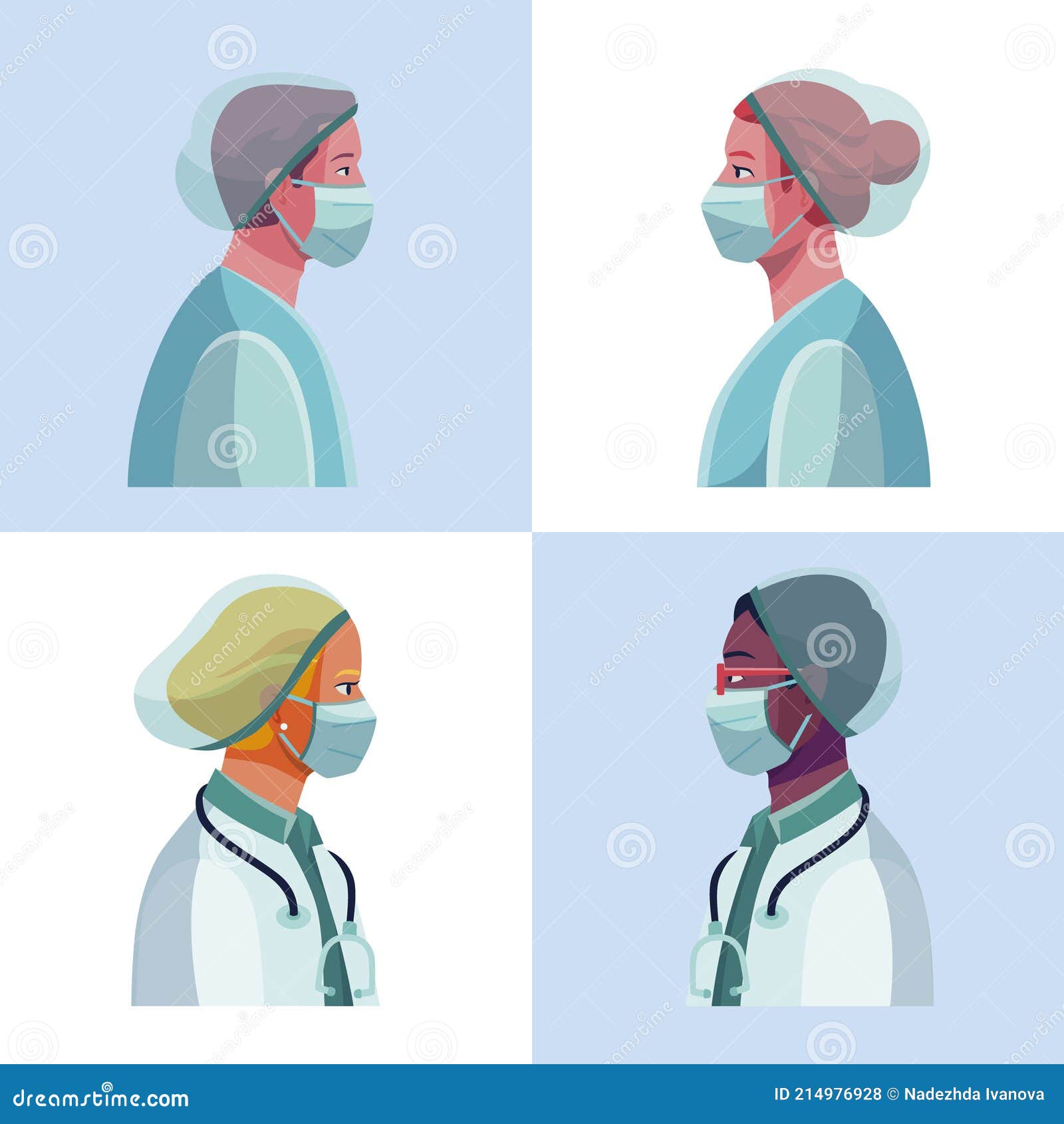 Detailed Doctors and Nurses Illustration Vector Illustration. Stock Vector - Illustration of ...