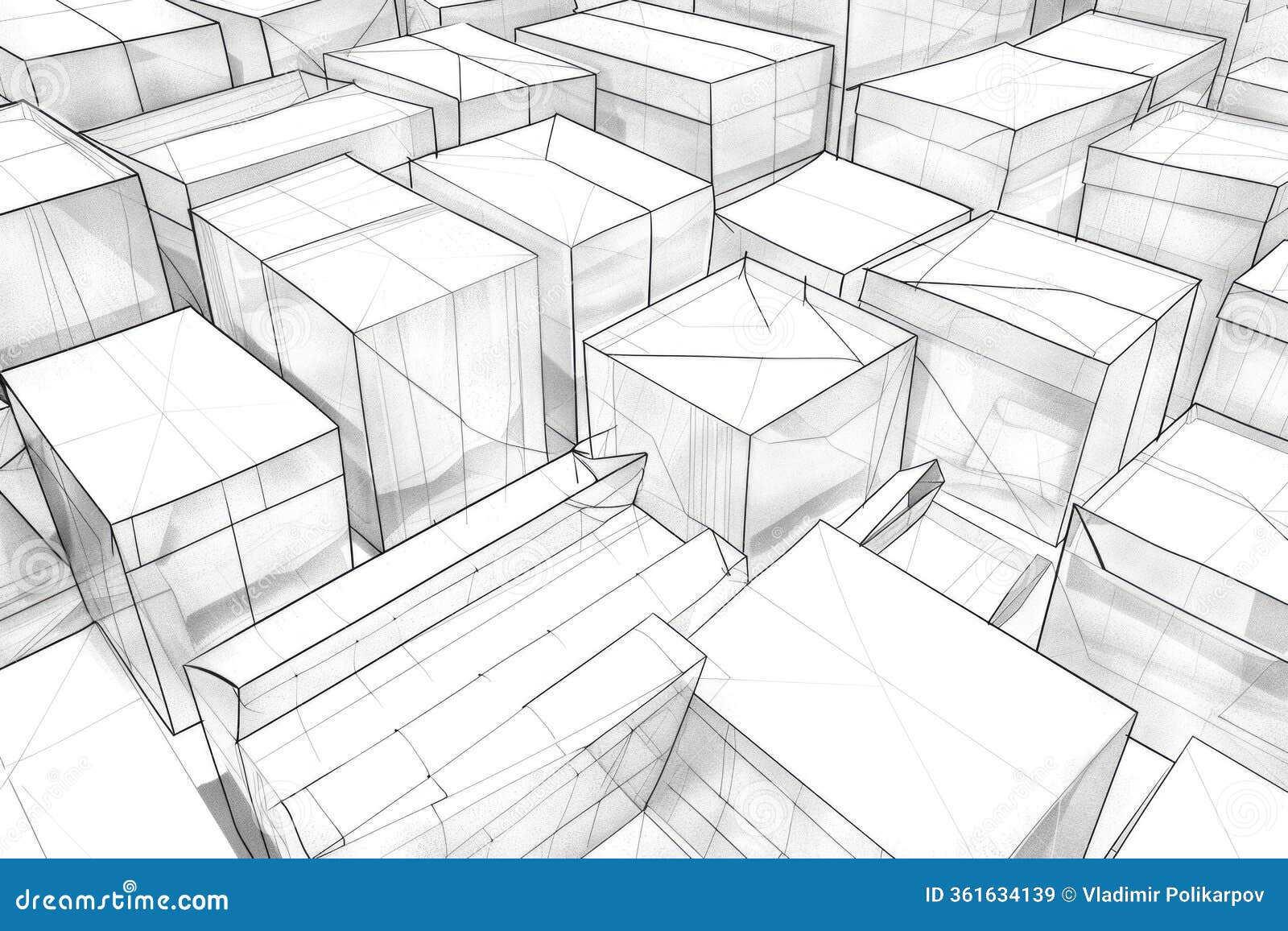 Detailed Drawing of a City Skyline, Perfect for Architectural Projects ...