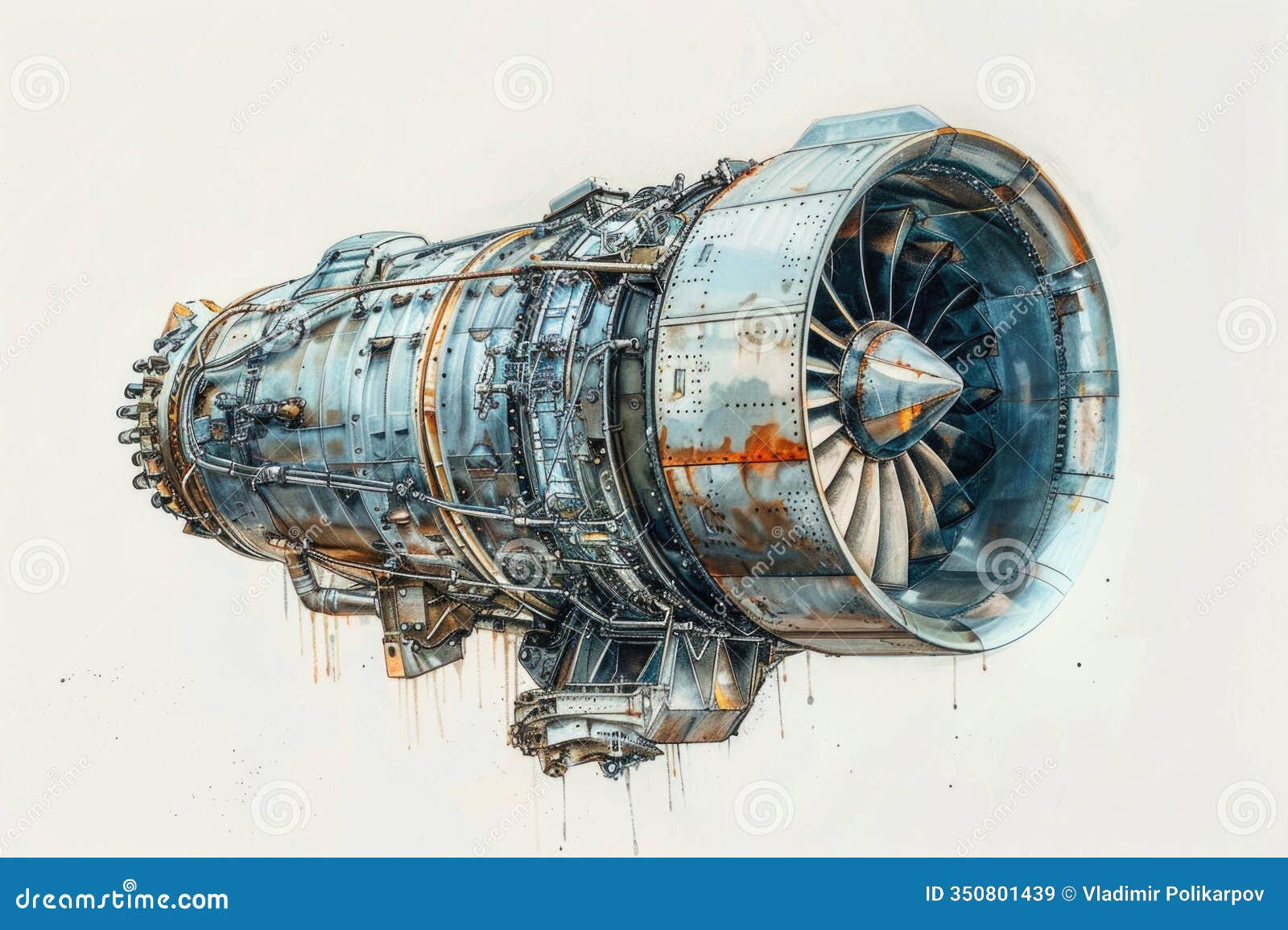 Detailed Drawing Of A Jet Engine, Suitable For Technical Illustrations ...