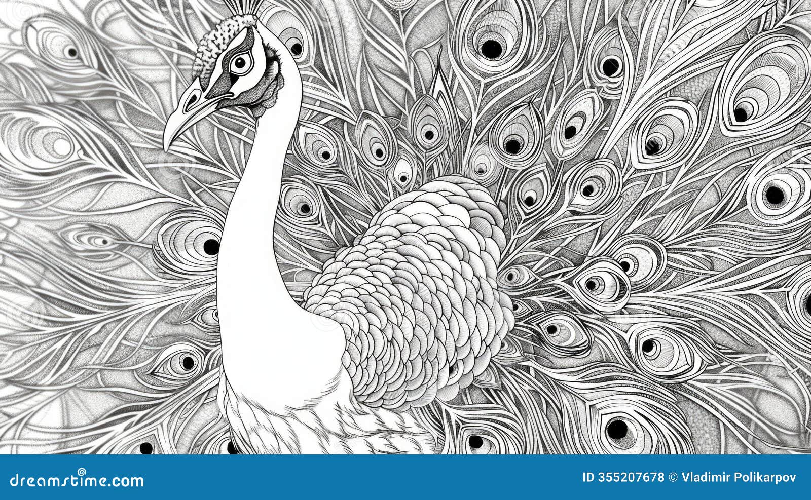 Detailed Drawing of a Majestic Peacock, Suitable for Various Design ...