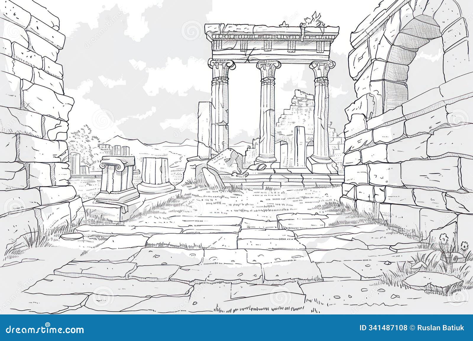 Detailed Drawing: Outline Illustration, Form and Structure of Subject ...