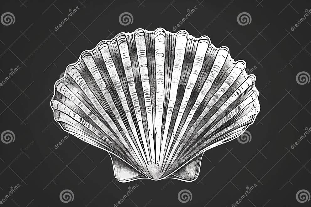 Detailed Drawing of a Seashell on a Dark Background, Suitable for ...