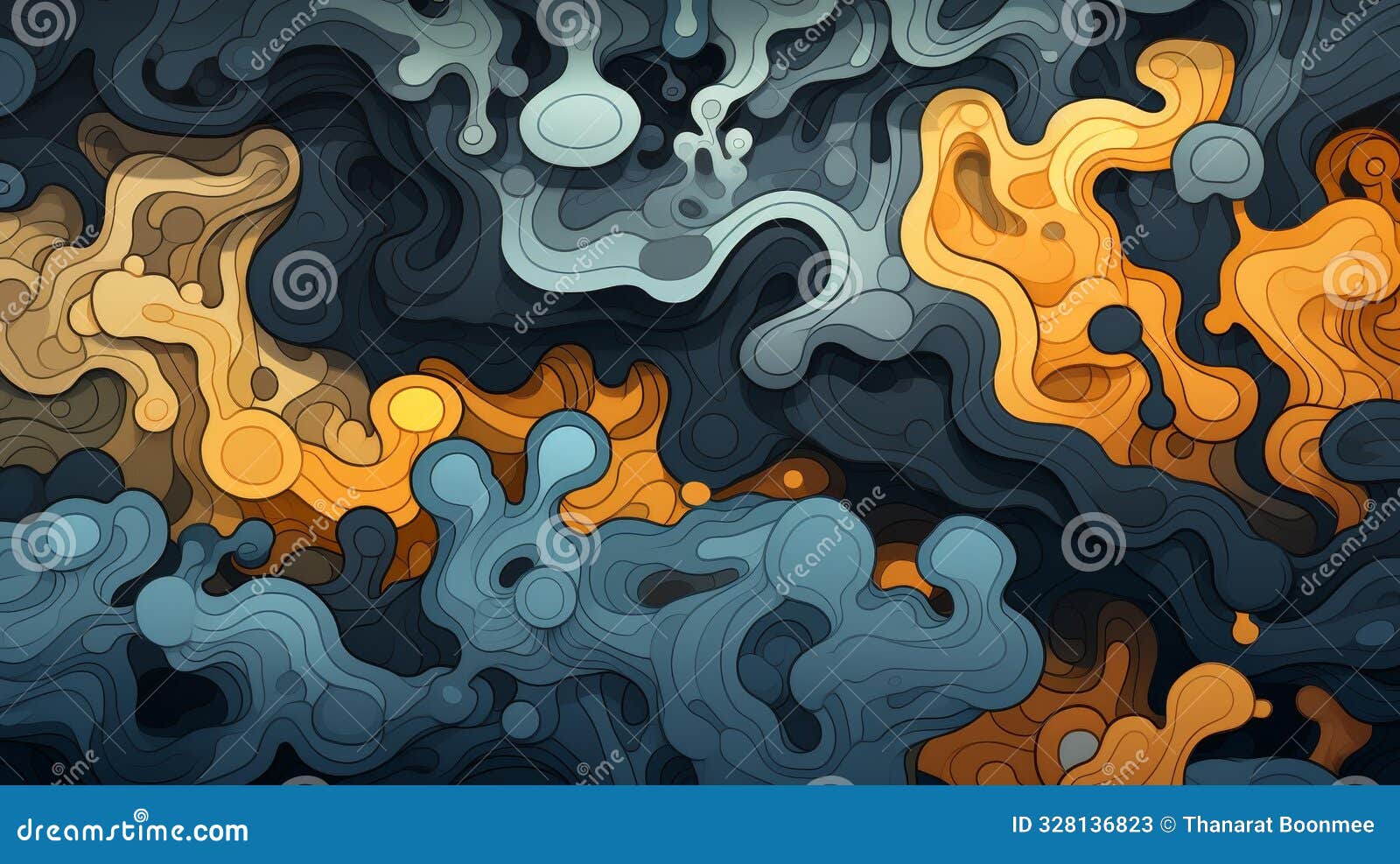 Stylized Flat Illustration Of Ocean Sunset In Hyper-realistic Water ...