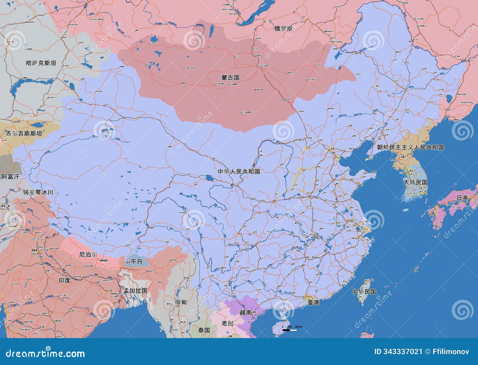 Detailed Editable Vector Map of China on Chinese Language Stock Vector ...