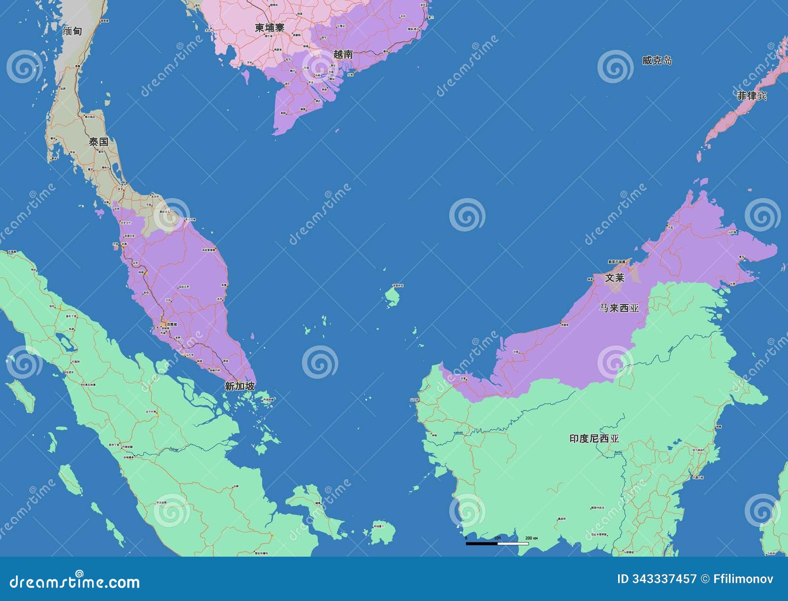 Malaysia Editable Outline Map. Vector Illustration | CartoonDealer.com ...