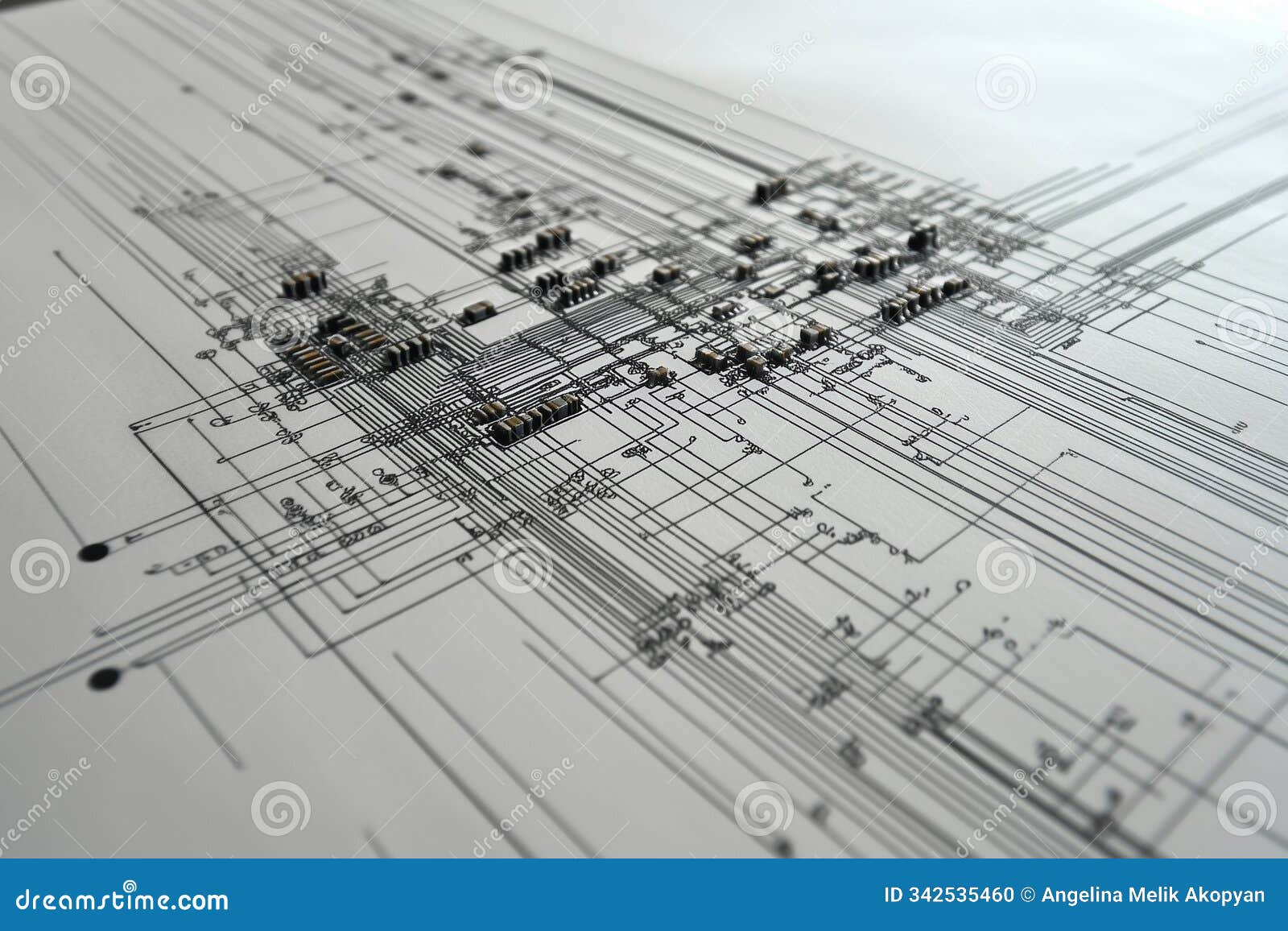 Detailed Electronic Circuit Design Layout on Paper Showcasing Intricate ...