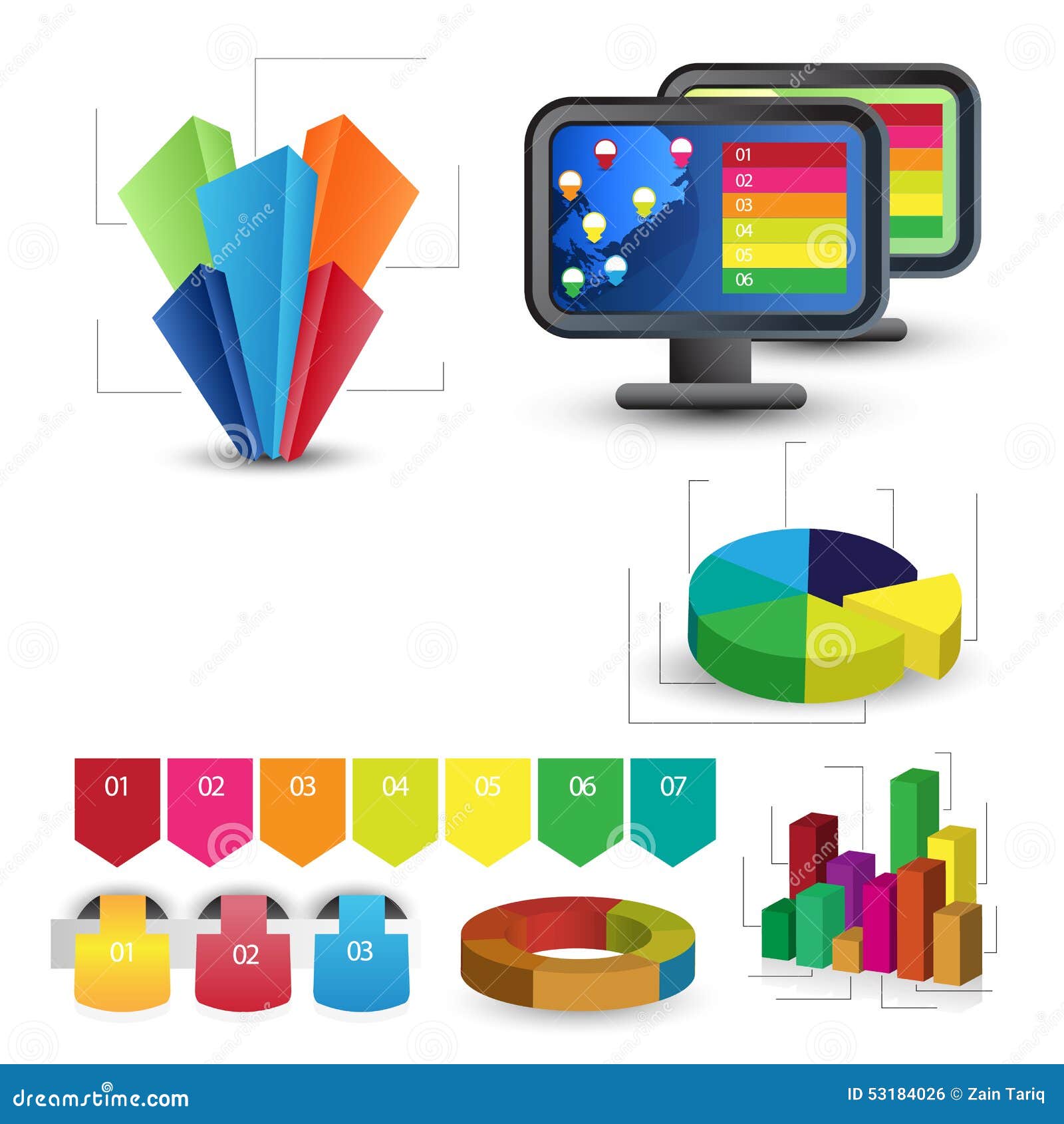Detailed Elements of Info-graphics with Tags Stock Illustration ...