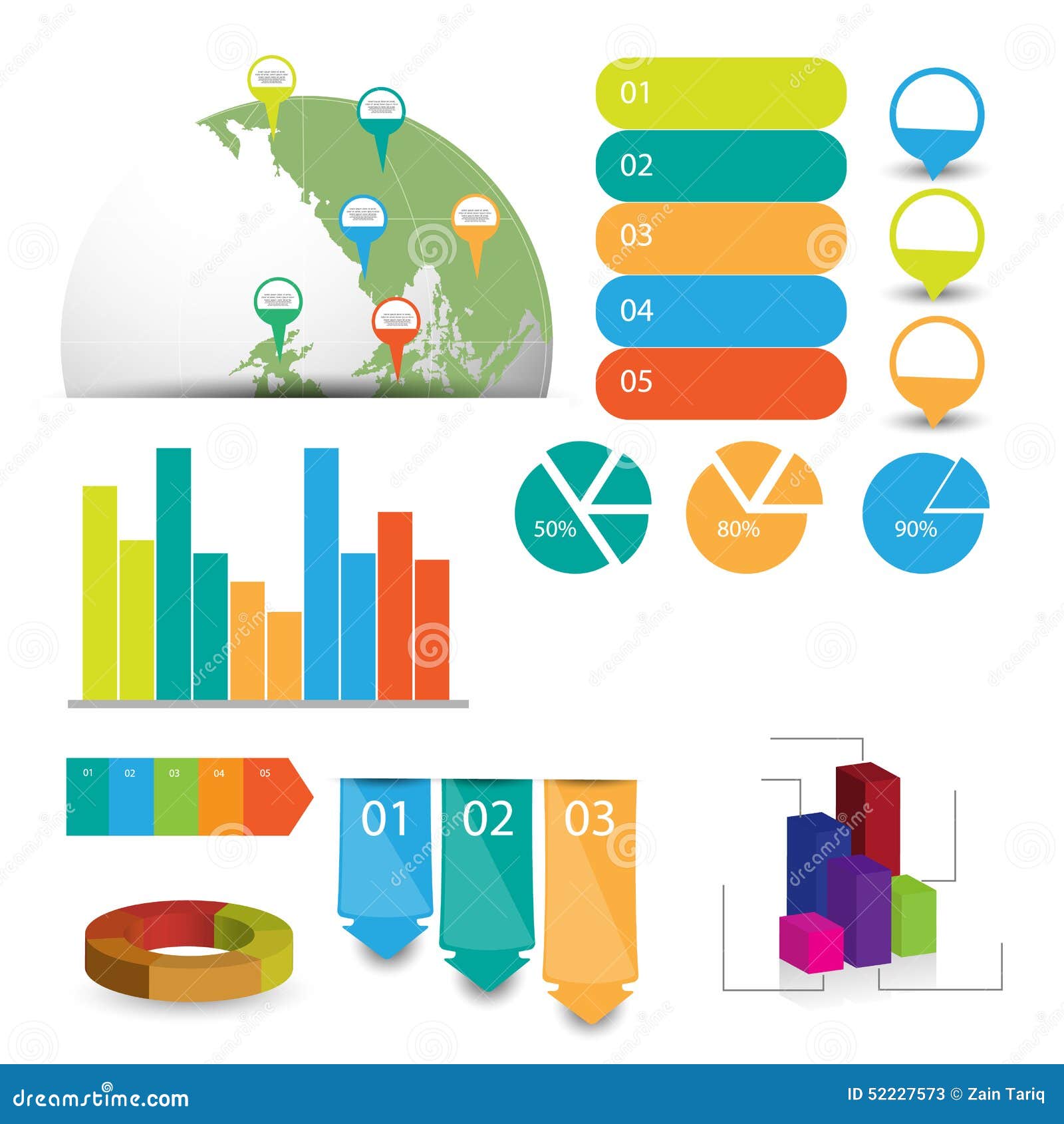 Detailed Elements of Info-graphics with Tags and Navigation Pins Stock ...