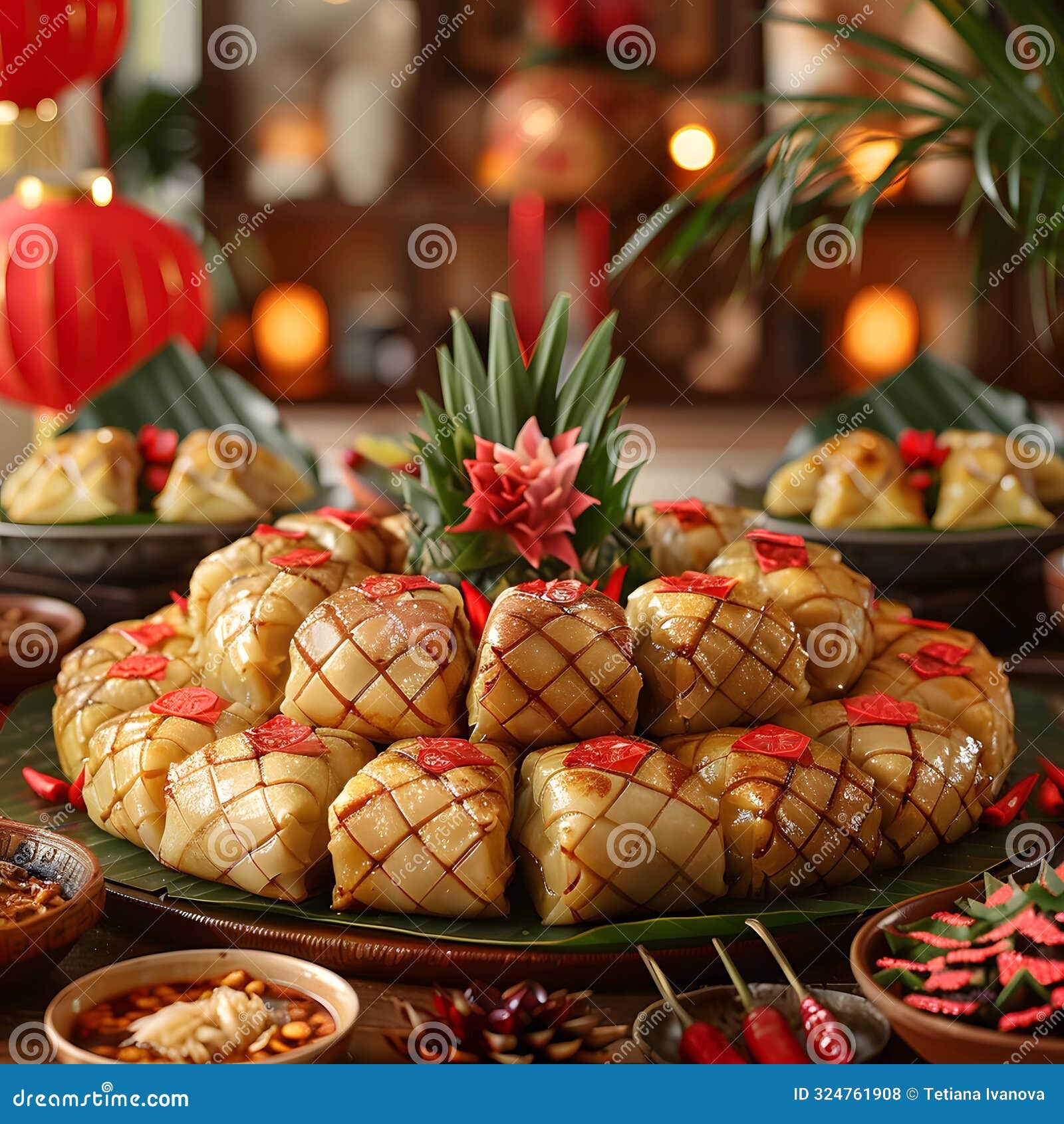 Step-by-step Rice Dumpling Preparation. Stock Illustration ...