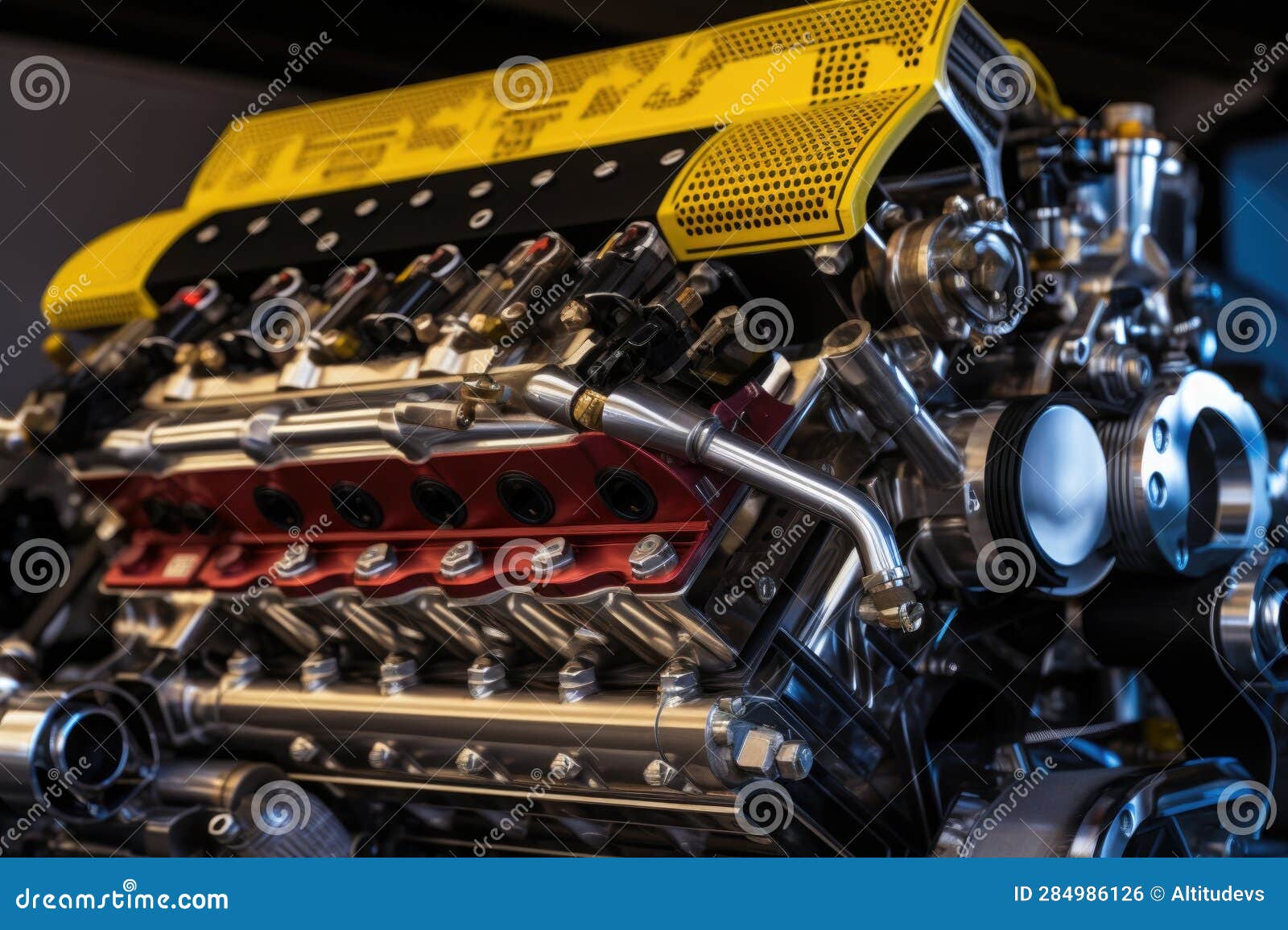 Detailed Engine of a High-performance Racing Car Stock Illustration ...