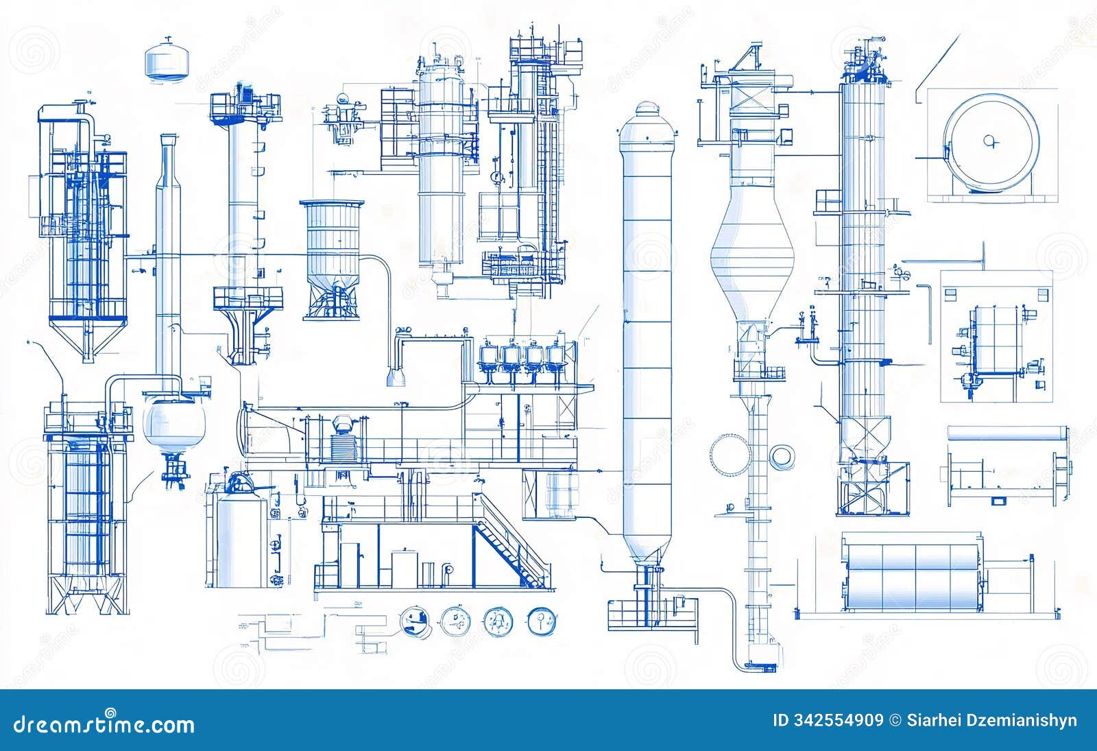 Detailed Engineering Blueprint of Chemical Processing Equipment ...