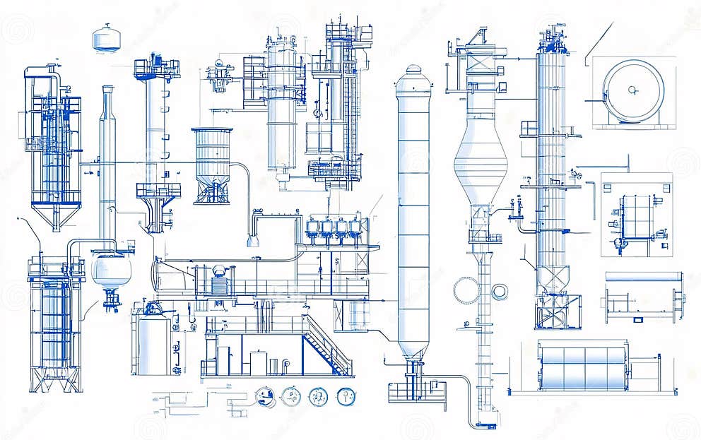 Detailed Engineering Blueprint of Chemical Processing Equipment ...