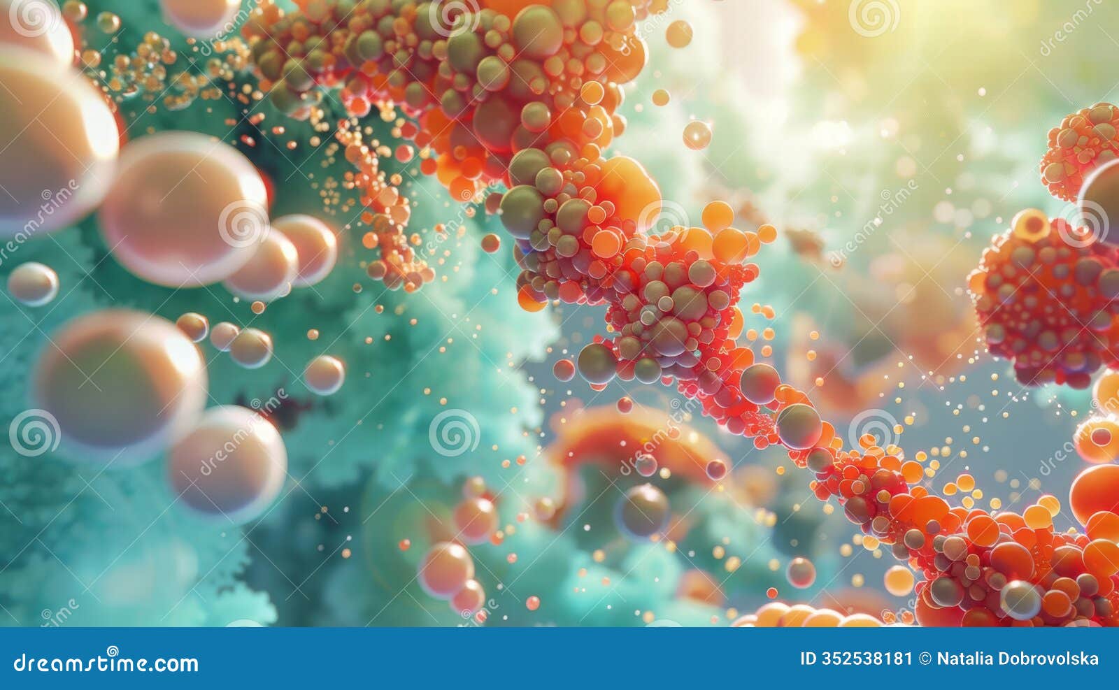 Detailed Enzyme Protein Bond with Floating Particles Stock Image ...