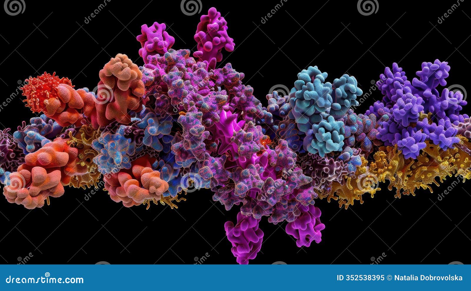 Detailed Enzyme Protein Bond with Floating Particles Stock Image ...