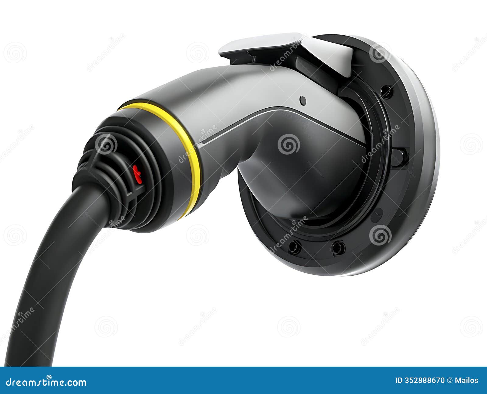 Detailed EV Charger Connector with Cable Isolated on White Stock Photo ...