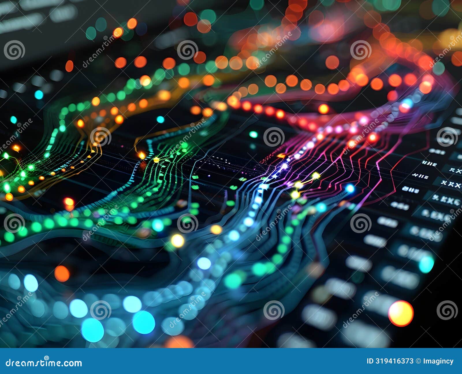 Detailed Examination of Futuristic Data Visualization Screen in ...