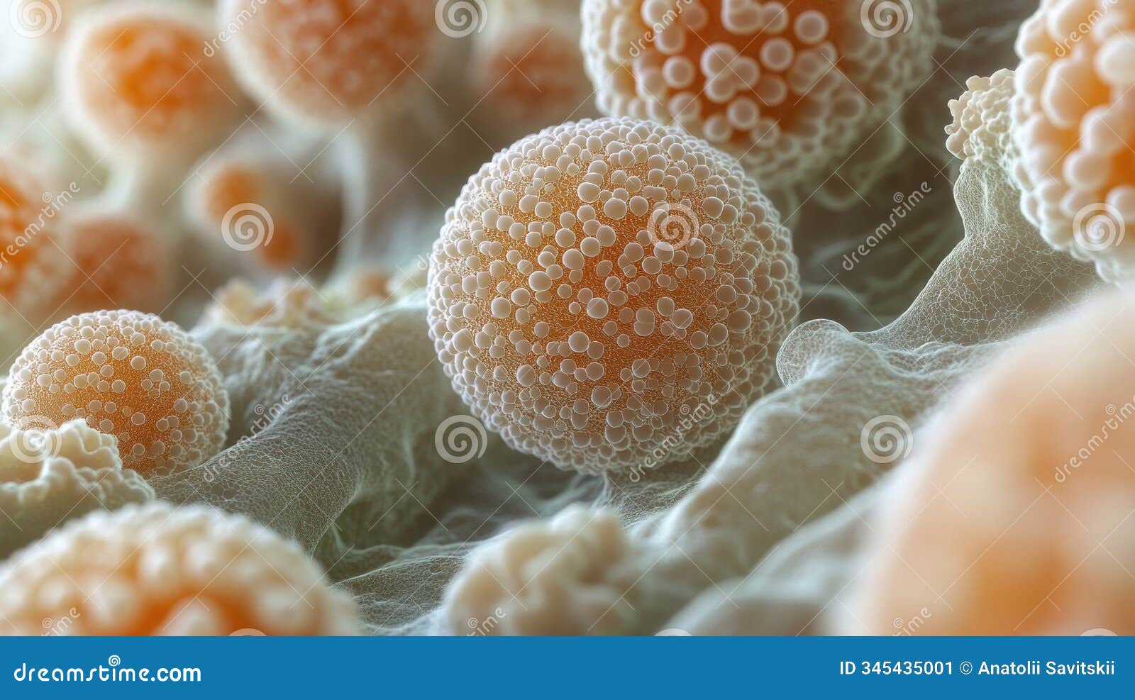 The Detailed Examination Reveals Various Spherical Cells with Distinct ...