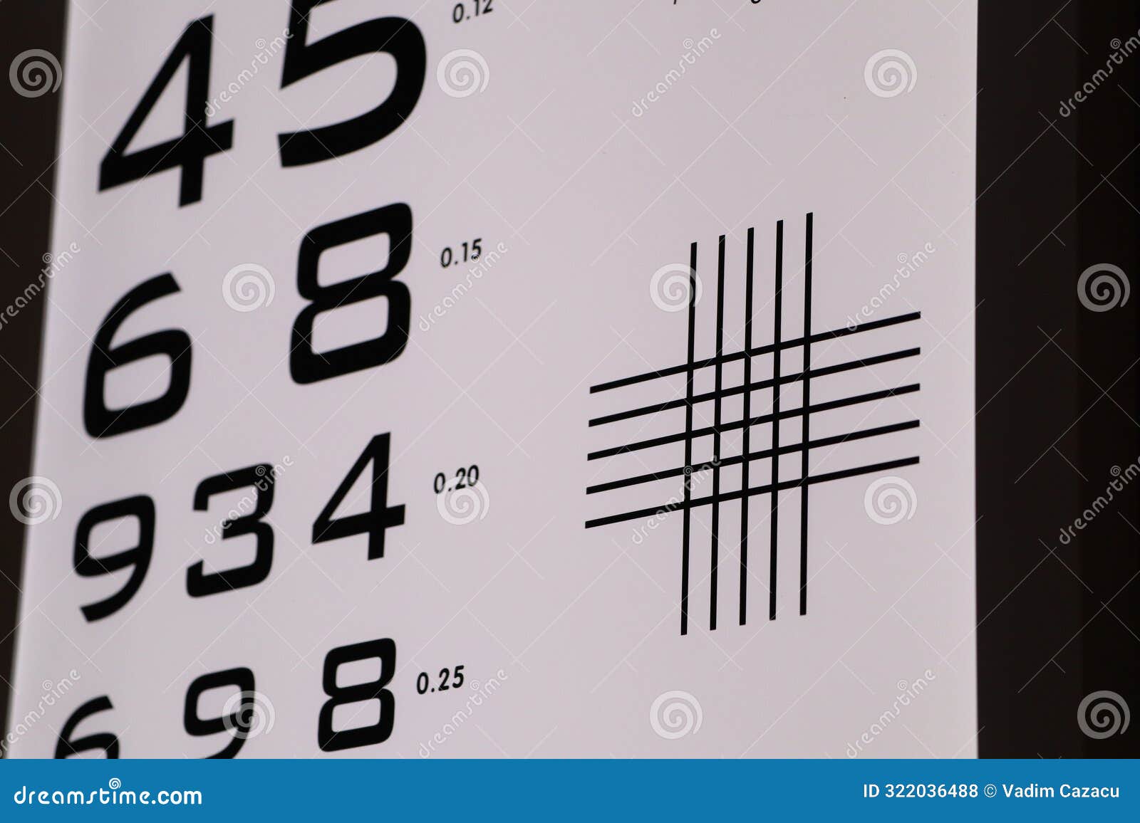 Detailed Eye Chart Closeup Featuring Numbers and Lines for Precise ...