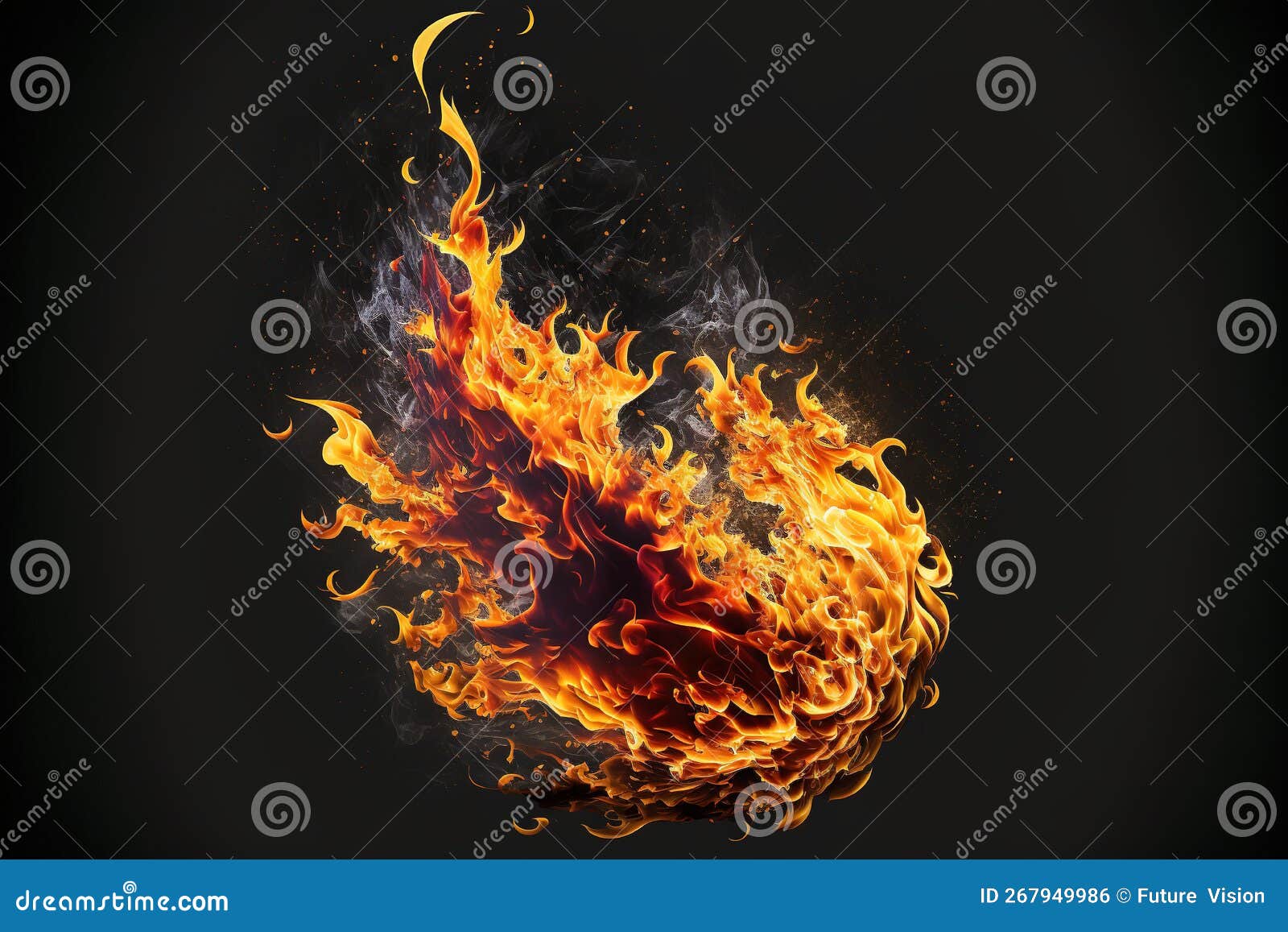 Detailed Fire Flames and Smoke on Black Background, Created Using ...