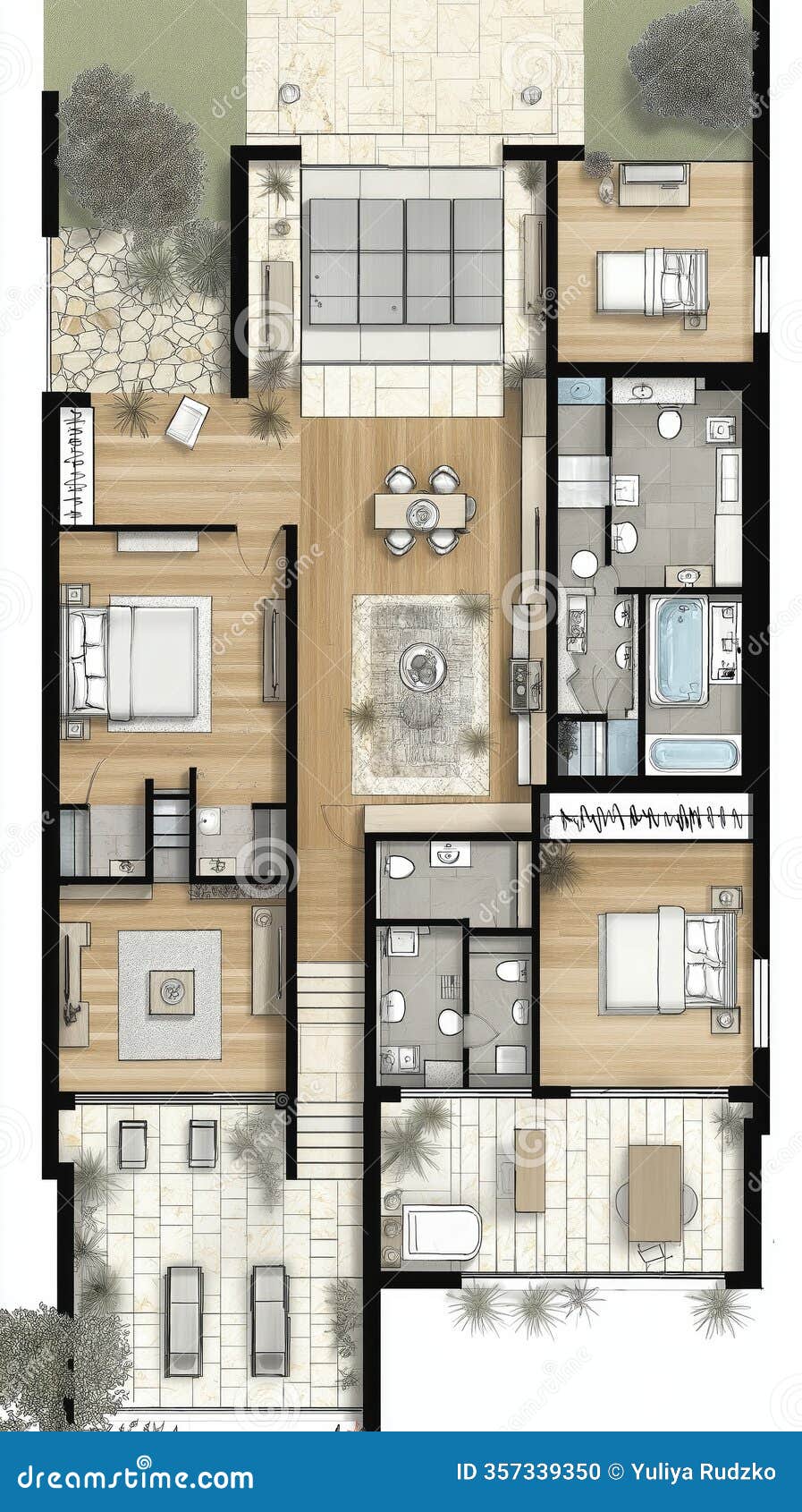 Detailed Floor Plan of a Spacious Suburban Home Featuring Multiple ...
