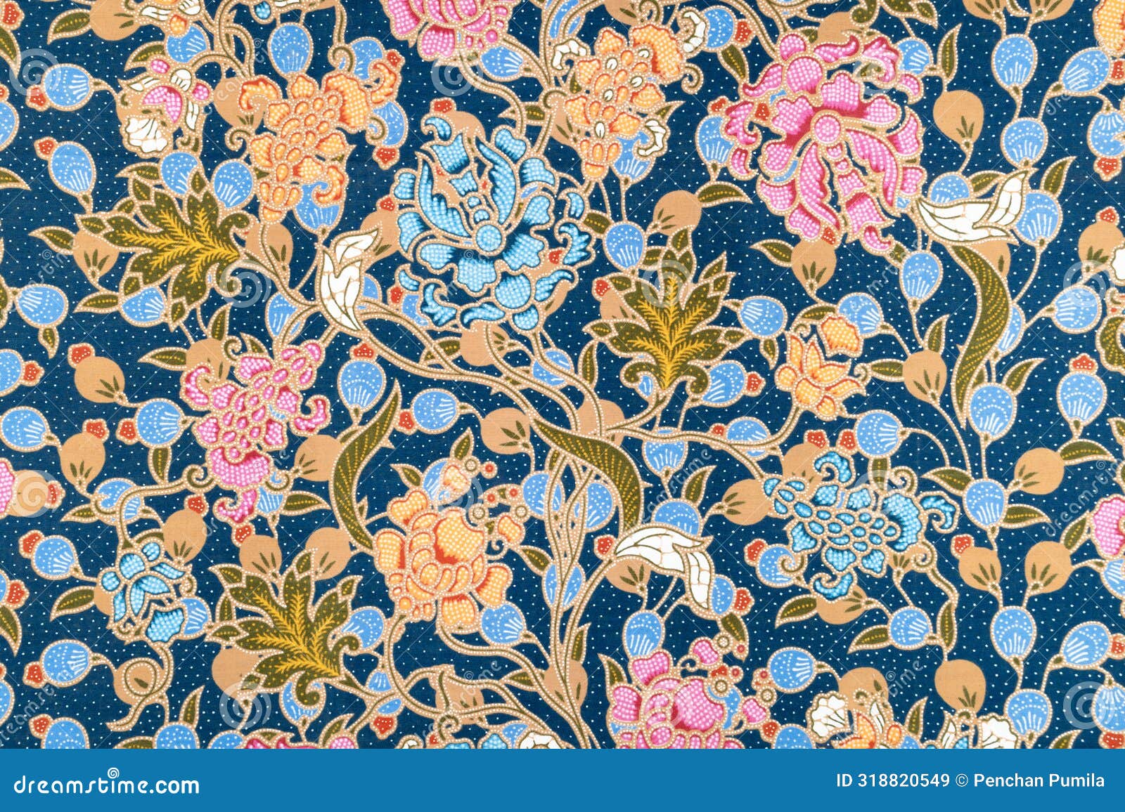 Detailed Flower Pattern of Indonesian Batik Cloth Textile Stock Image ...