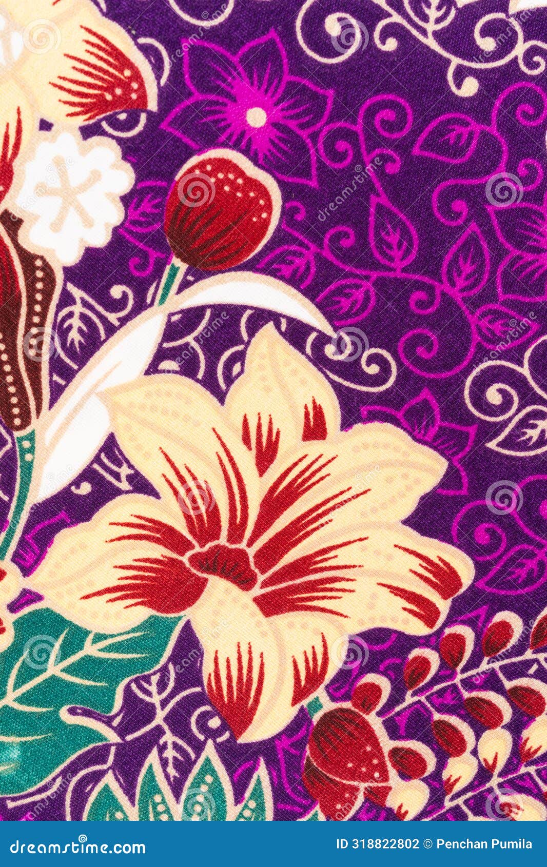 Detailed Flower Pattern of Indonesian Batik Cloth Textile Stock Photo ...