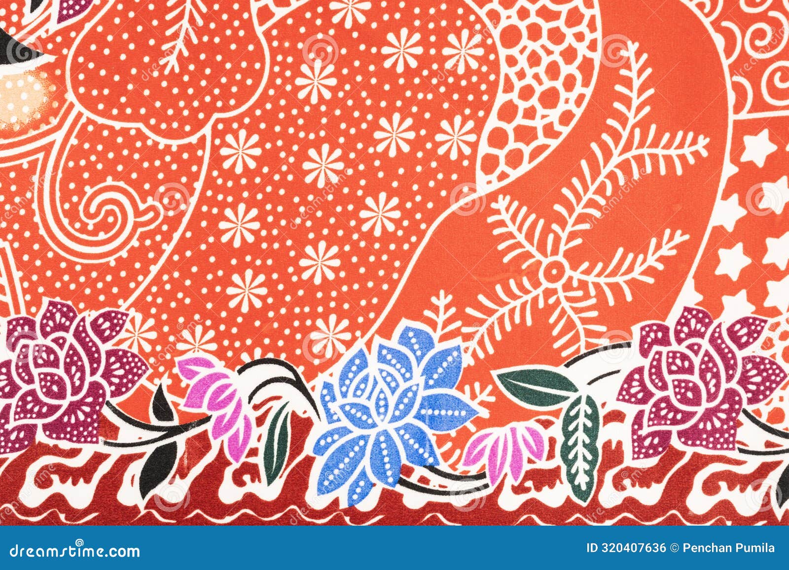 The Detailed Flower Pattern of Indonesian Batik Cloth Textile Stock ...