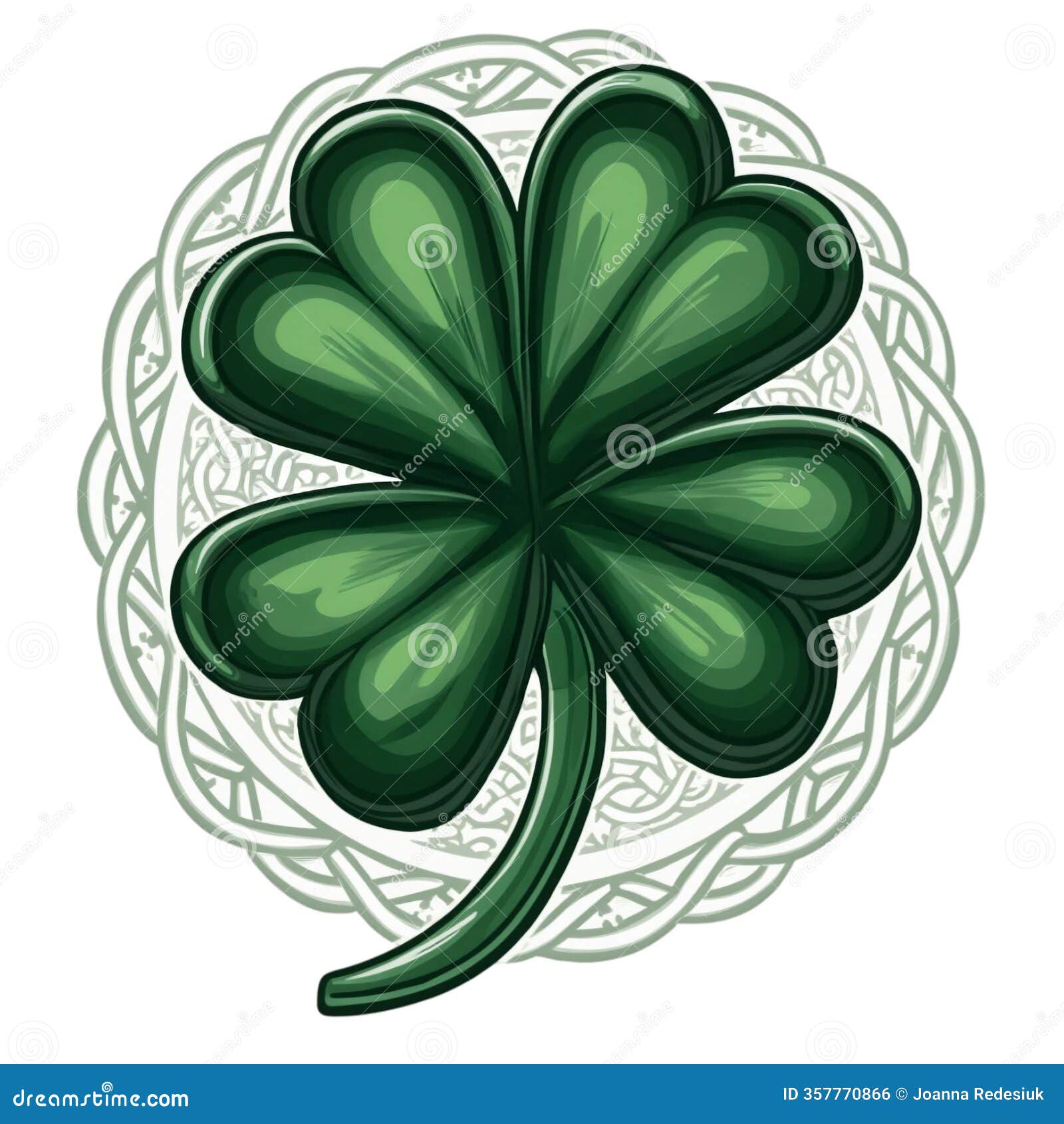 A Detailed Four-leaf Clover is Centered within an Intricate Circular ...