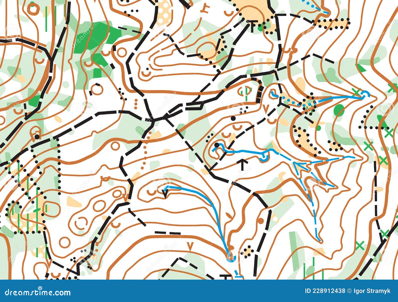 Detailed Fragment of Color Abstract Vector Topographic Map Stock Vector ...