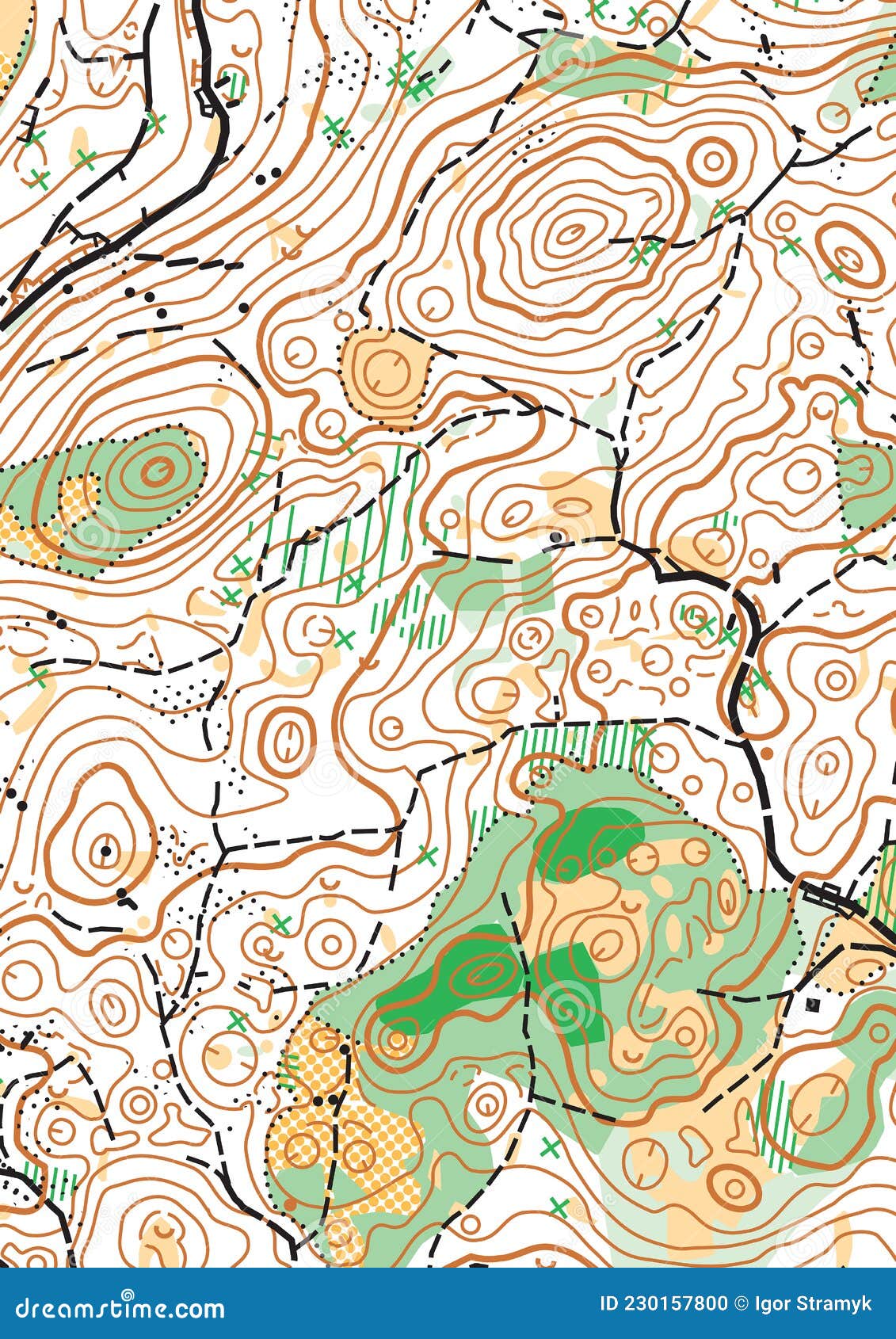Detailed Fragment of Color Abstract Vector Topographic Map Stock Vector ...