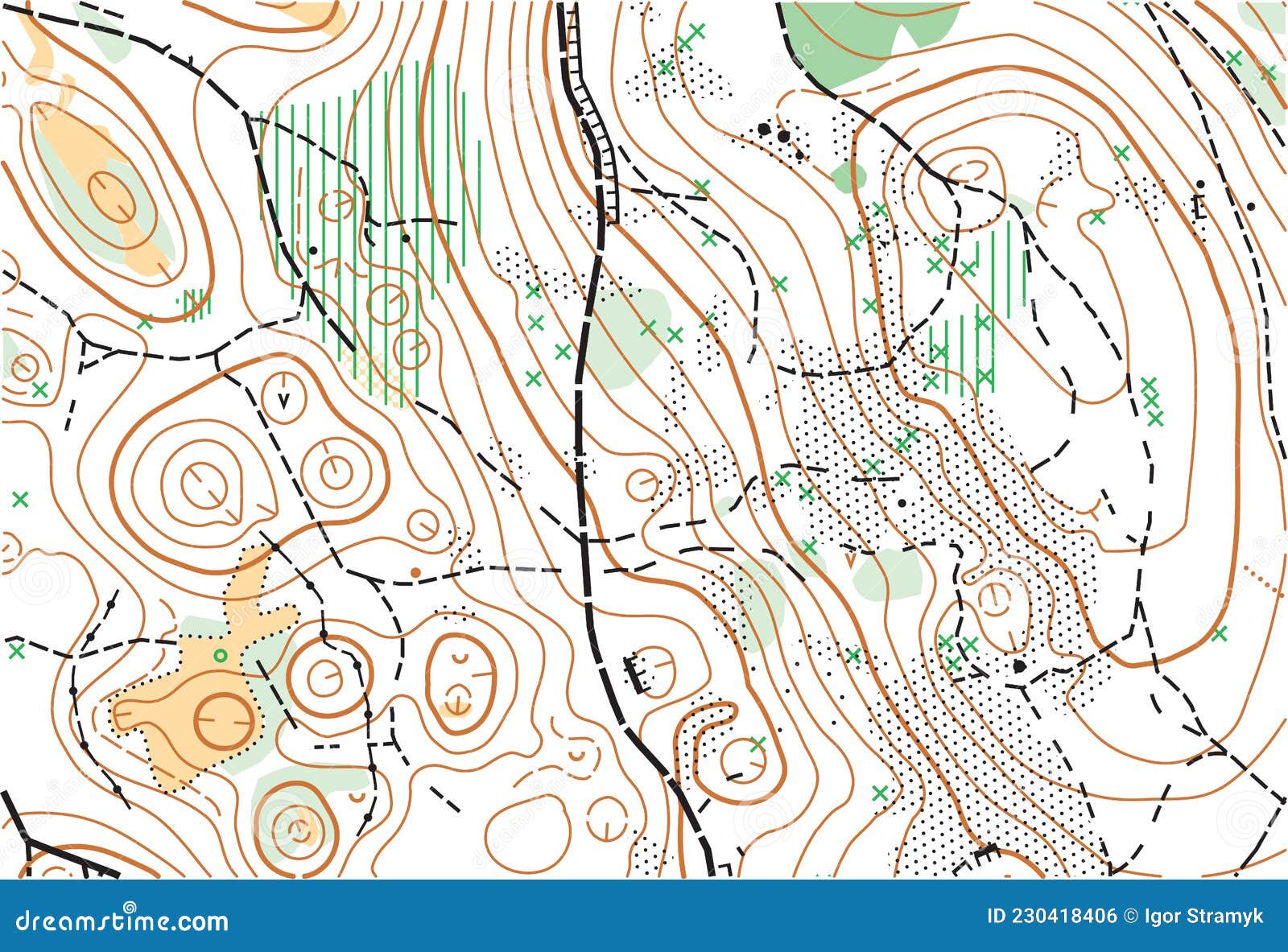 Detailed Fragment of Color Abstract Vector Topographic Map Stock Vector ...