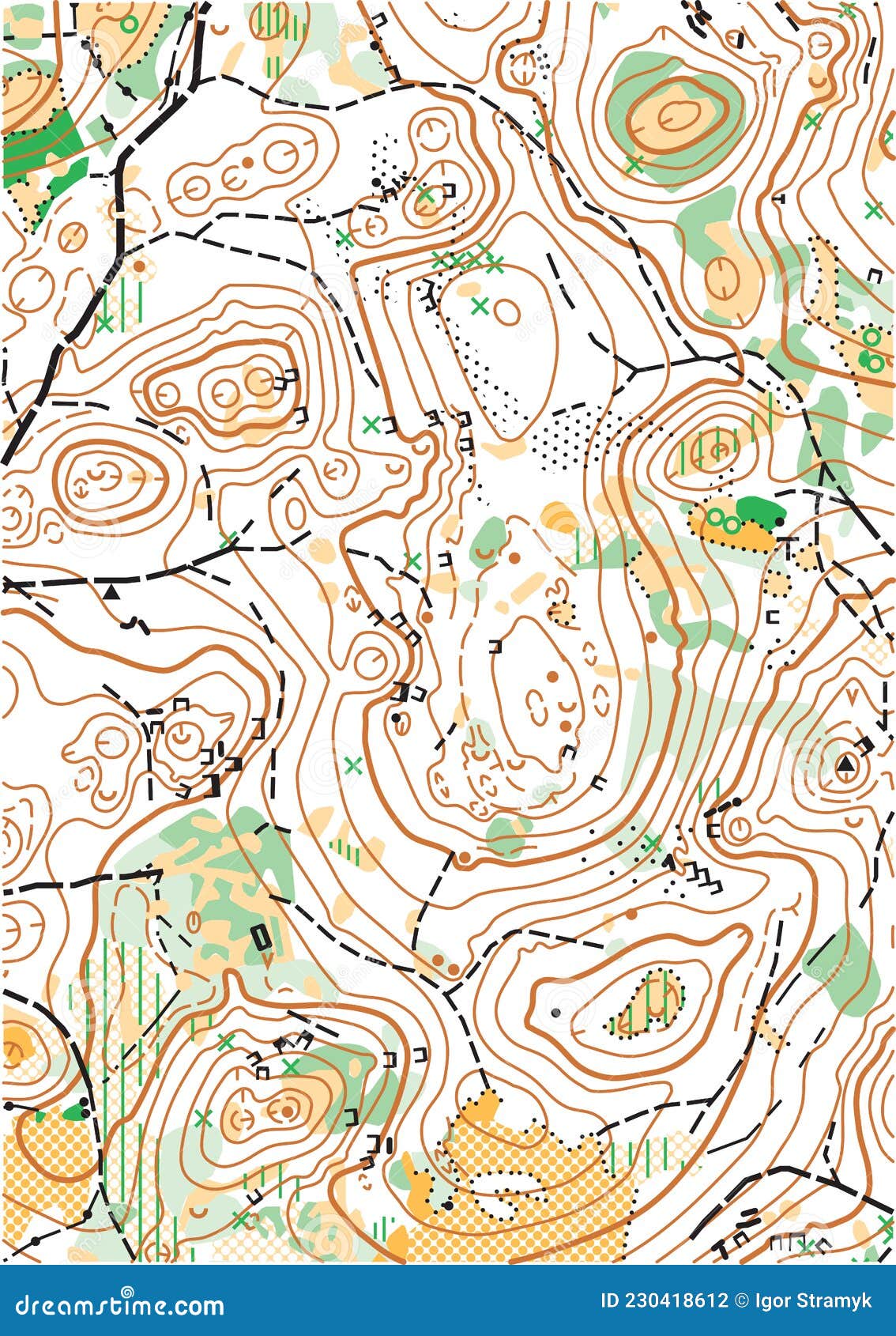 Detailed Fragment of Color Abstract Vector Topographic Map Stock Vector ...