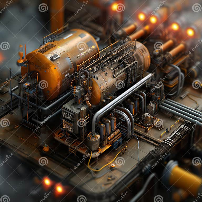 High-tech Assembling Machine in a Futuristic Industrial Environment ...